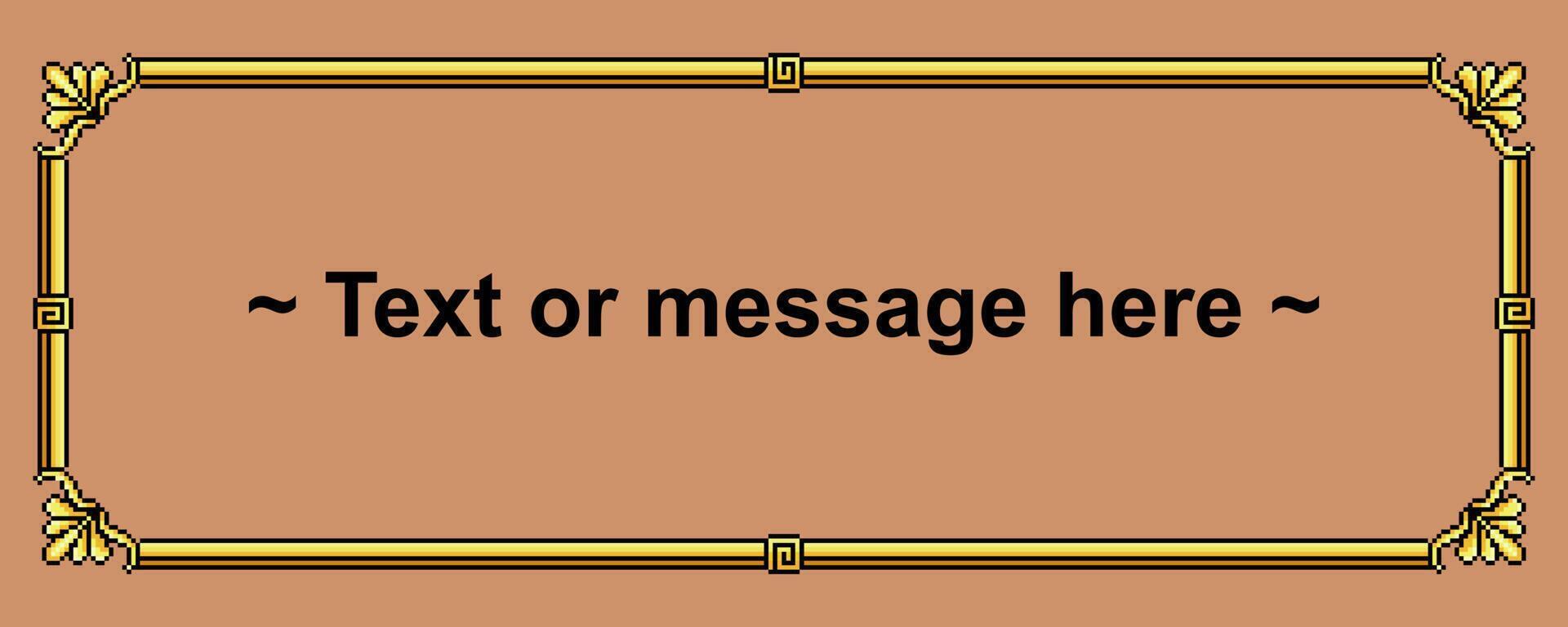 8 bit pixel golden frame. border text gold for game assets in vector ...