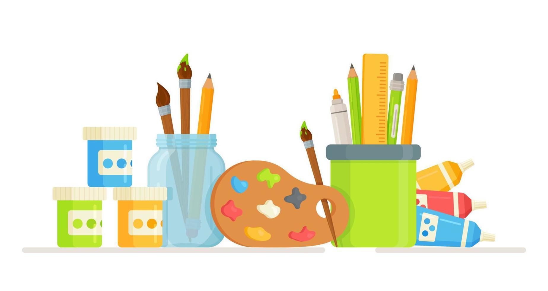 Vector illustration of a set of drawing tools. A set of vector elements ...