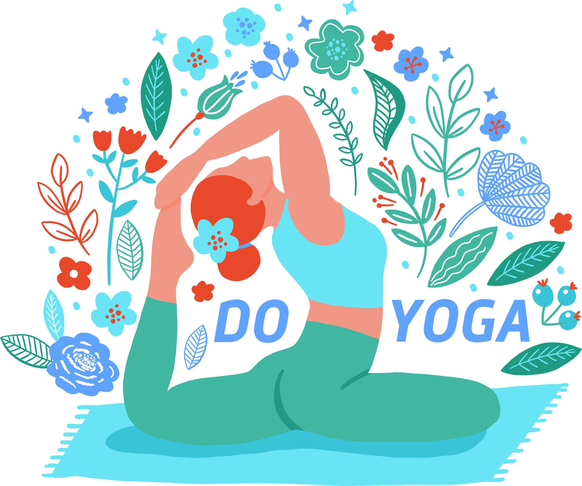 Yoga girl pose in doodle style. cute cartoon illustrations drawn people ... Yoga girl pose in doodle style. cute cartoon illustrations drawn people ...
