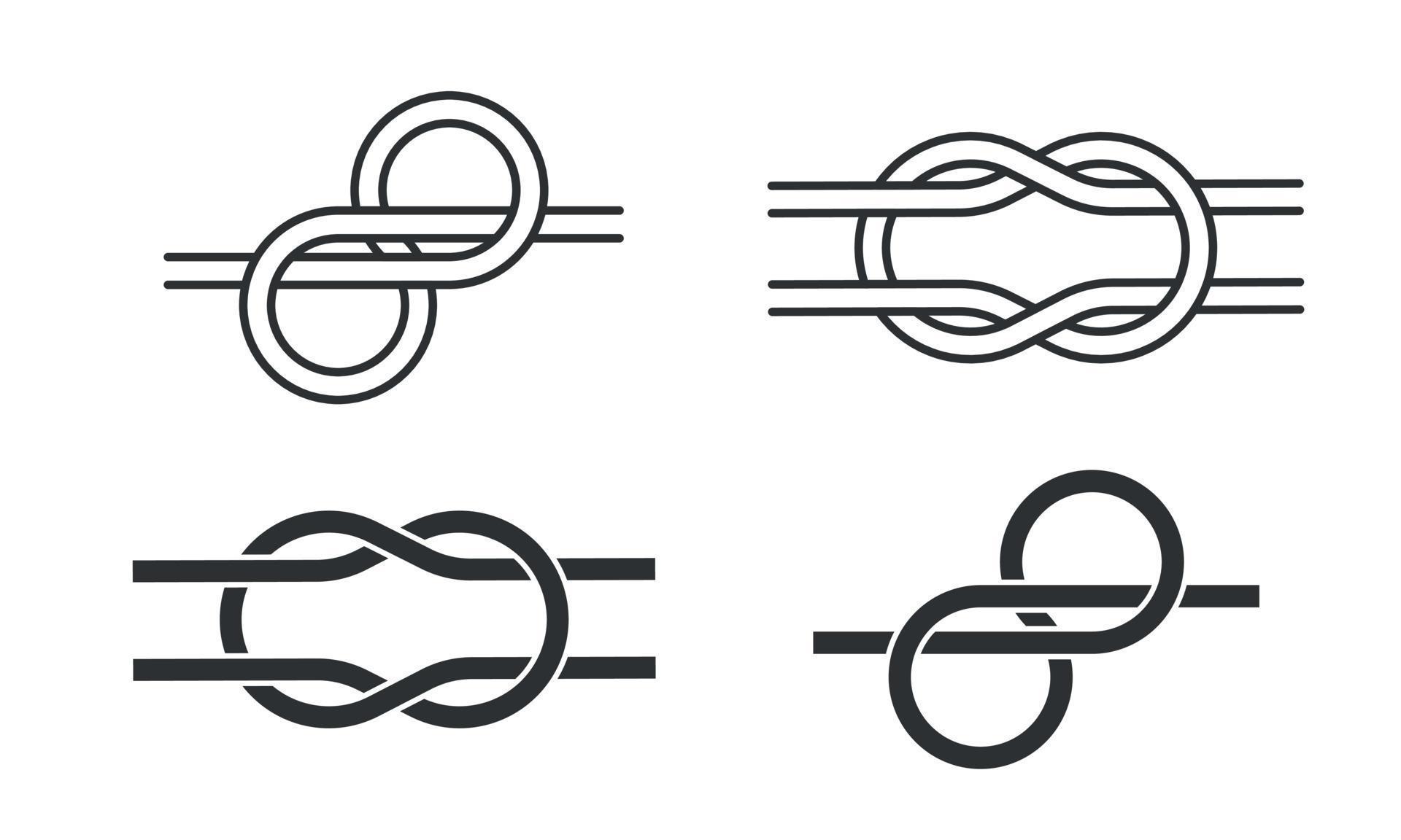 Square Knot line icon set. Hercules or Reef Knot Logo Design. Cable ...