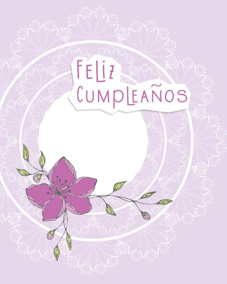 feliz cumpleanos feliz cumpleaños, escrito en español, postal flor rosa ... feliz cumpleanos feliz cumpleaños, escrito en español, postal flor rosa ...