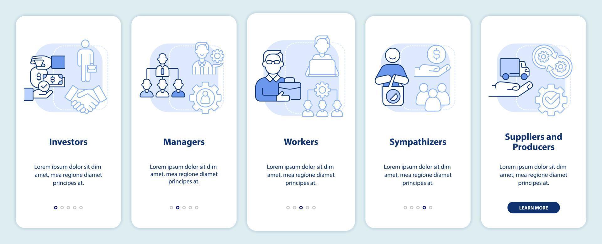 Categories Of Members Light Blue Onboarding Mobile App Screen Business
