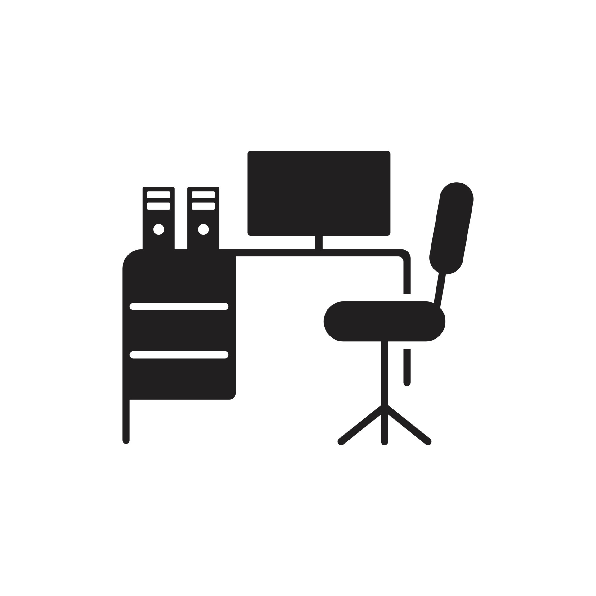Eps10 Black Vector Office Desk Or Workplace Abstract Icon Isolated On