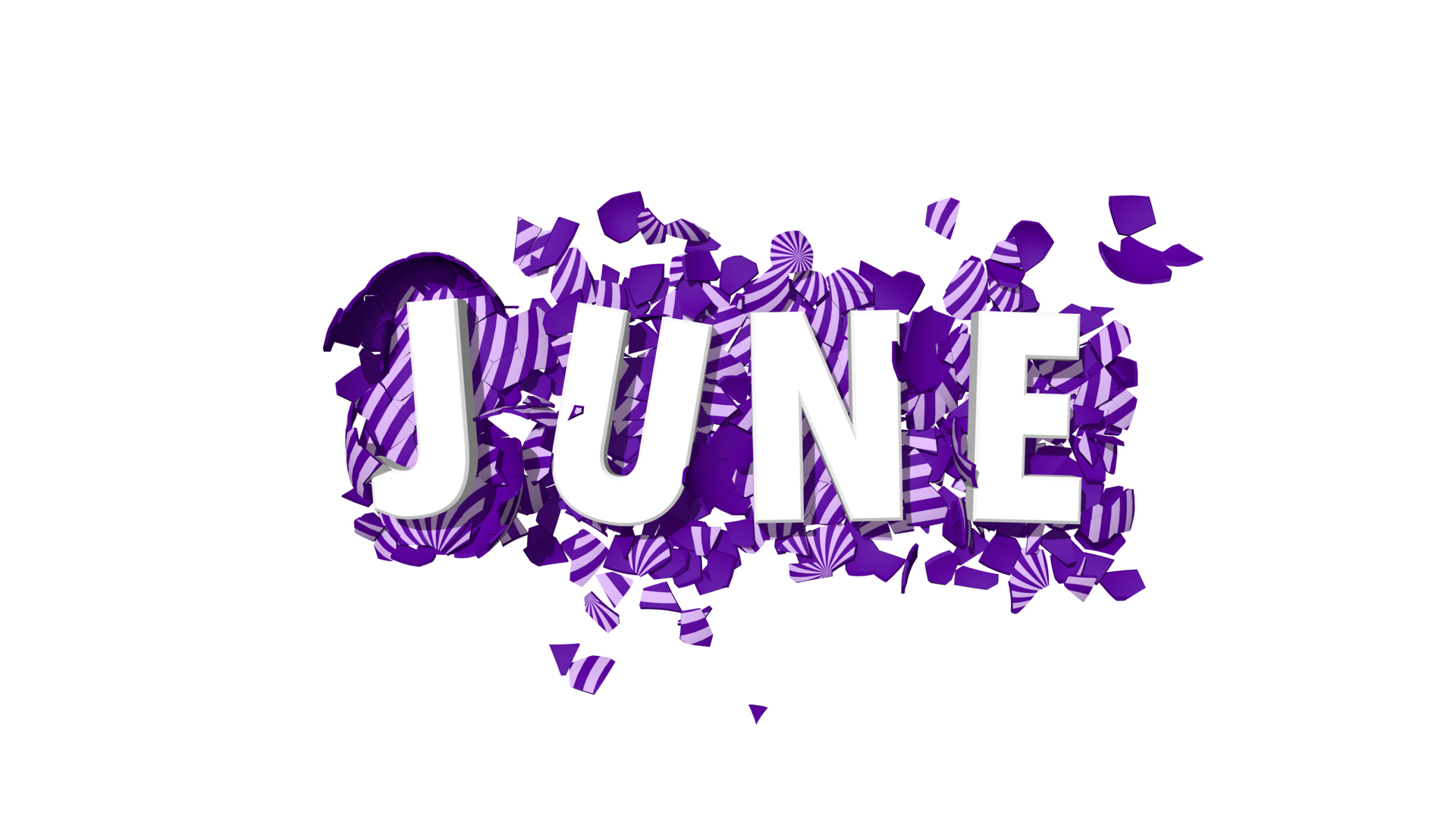 June Purple Color 3d Text Falling On Easters Broken Eggs Months Name