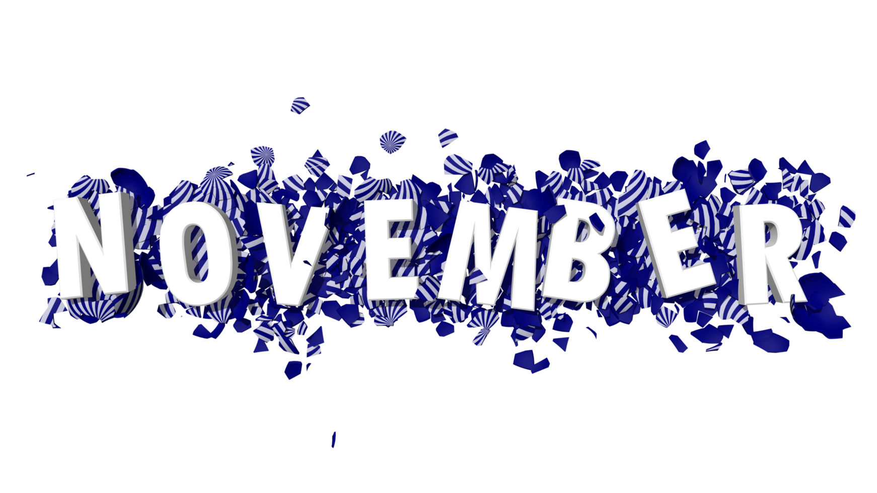 November Dark Blue Color 3d Text Falling On Easters Broken Eggs Months