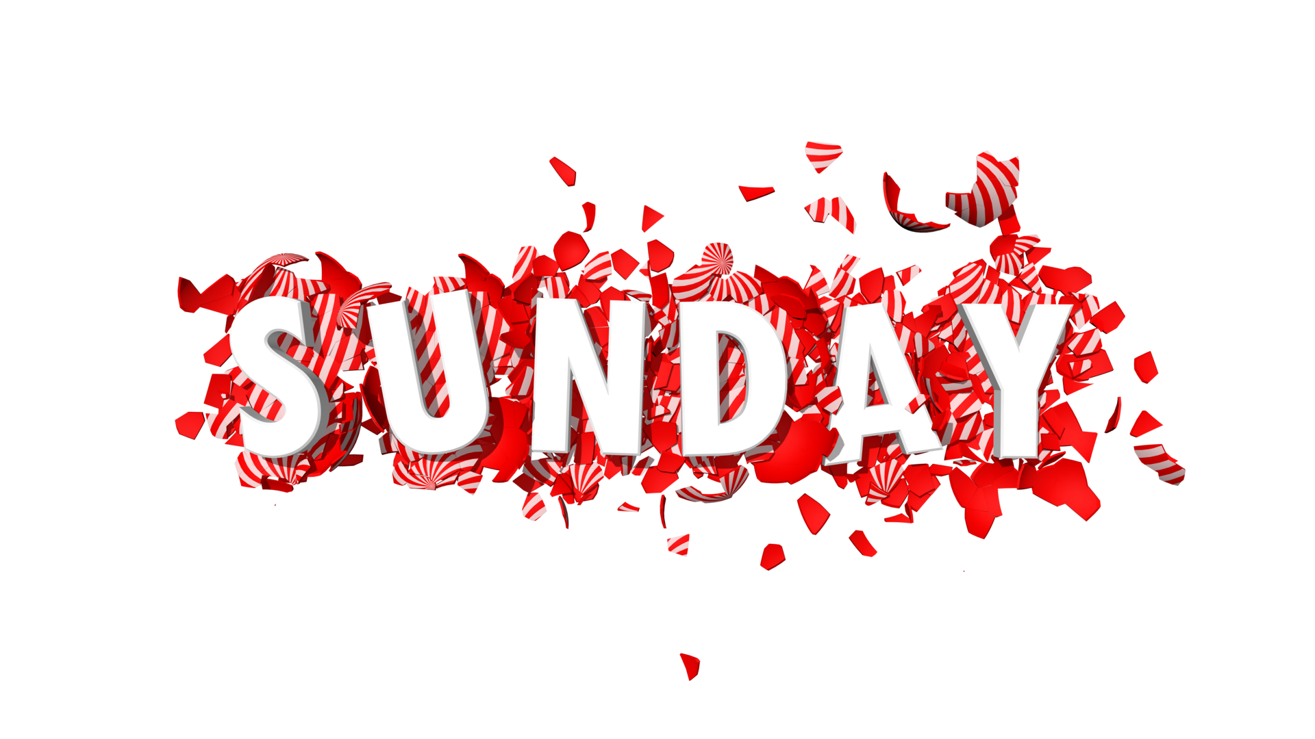 Sunday Red Color 3d Text Falling On Broken Easter Eggs 3d Rendering
