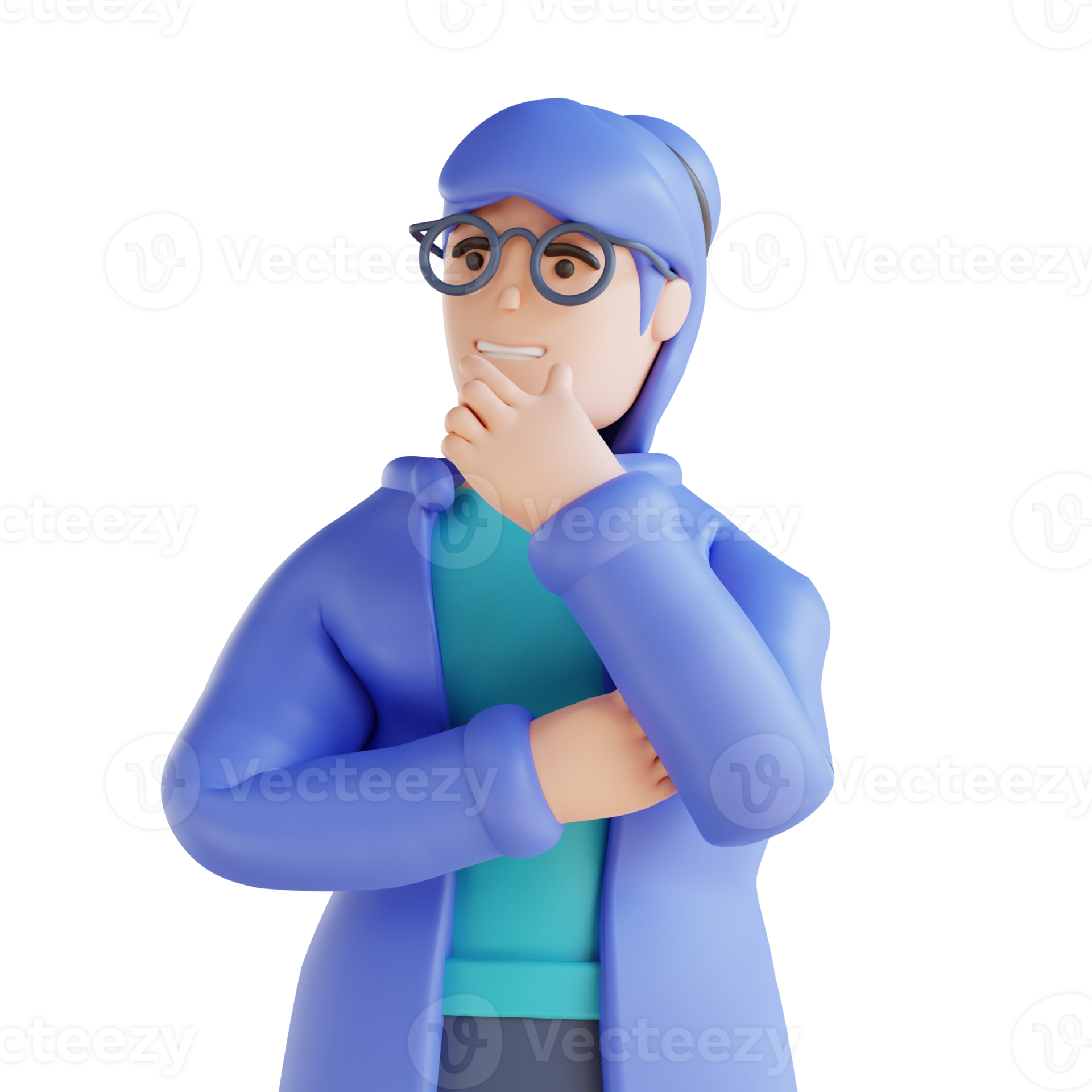 3d Illustration Woman Thinking 12097727 Png