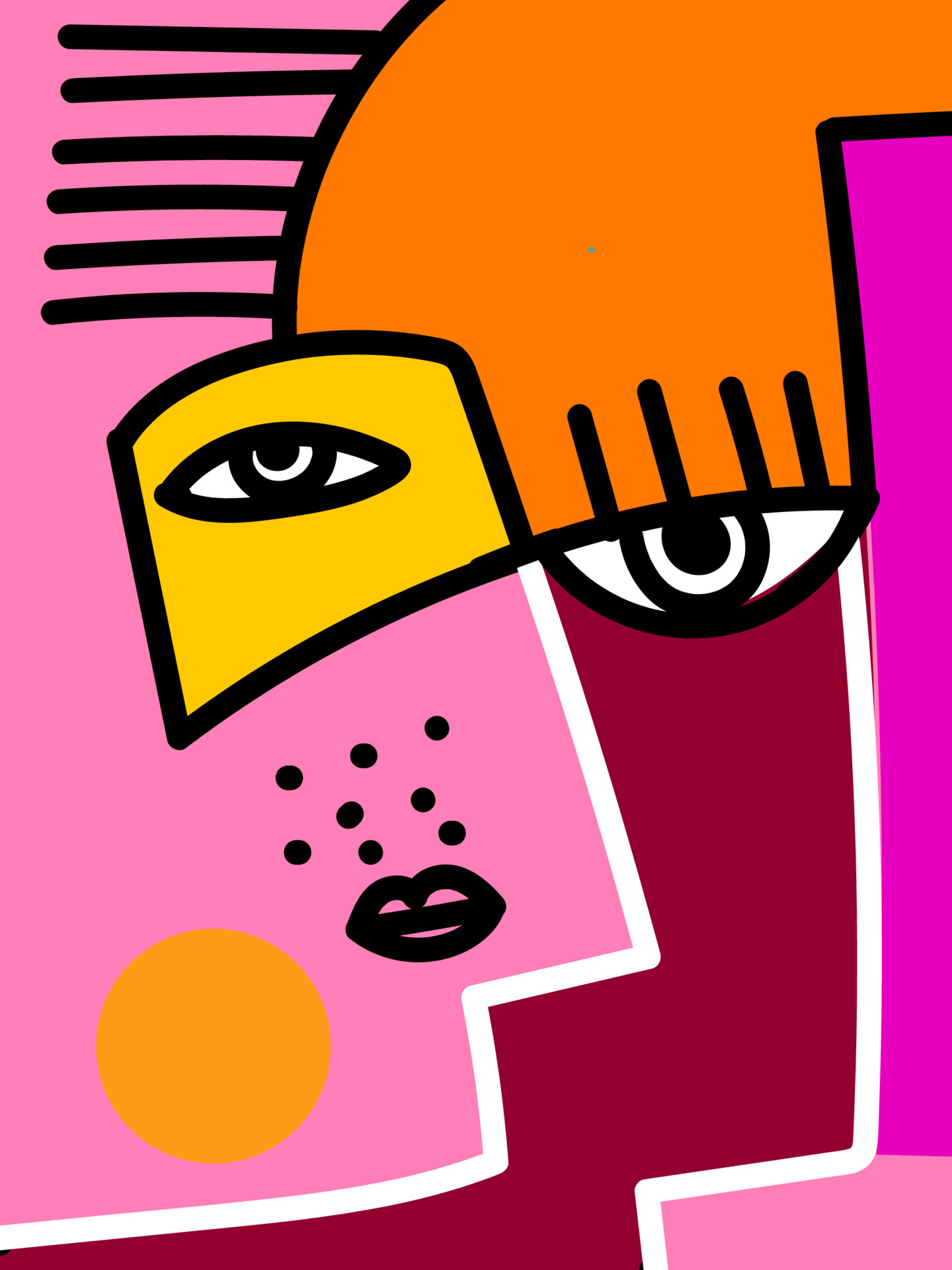 Abstract Face Portrait Man Woman Hand Drawing Vector Illustration
