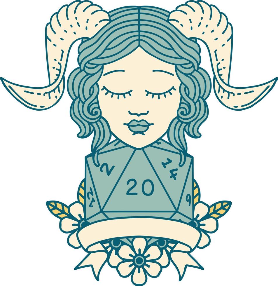Retro Tattoo Style tiefling with natural twenty dice roll 12100134 ... Retro Tattoo Style tiefling with natural twenty dice roll 12100134 ...