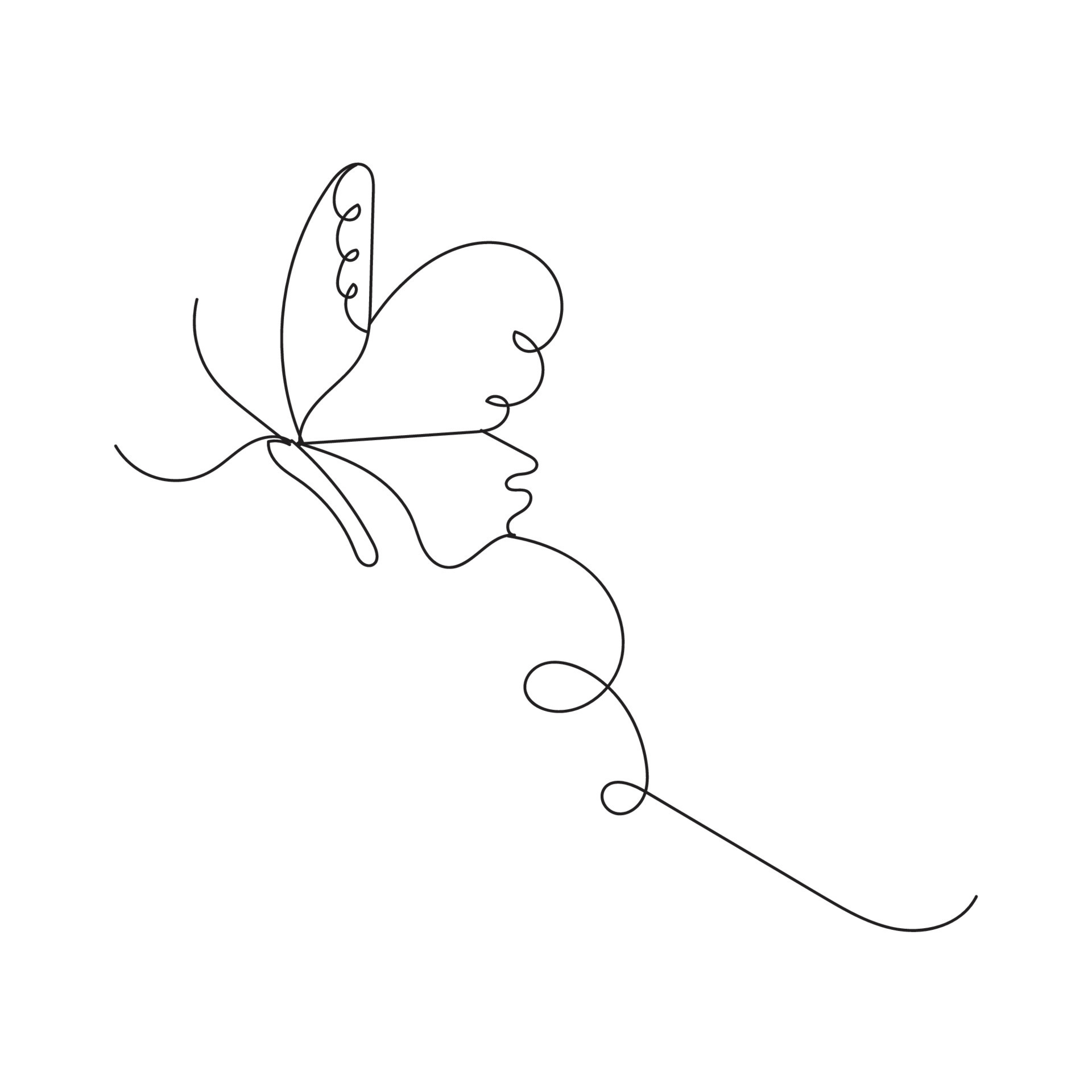 Hand Down Butterfly Line Art 12100618 Vector Art At Vecteezy