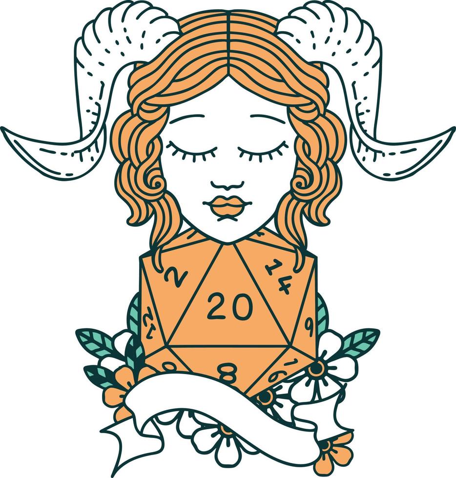Retro Tattoo Style tiefling with natural twenty dice roll 12101631 ... Retro Tattoo Style tiefling with natural twenty dice roll 12101631 ...