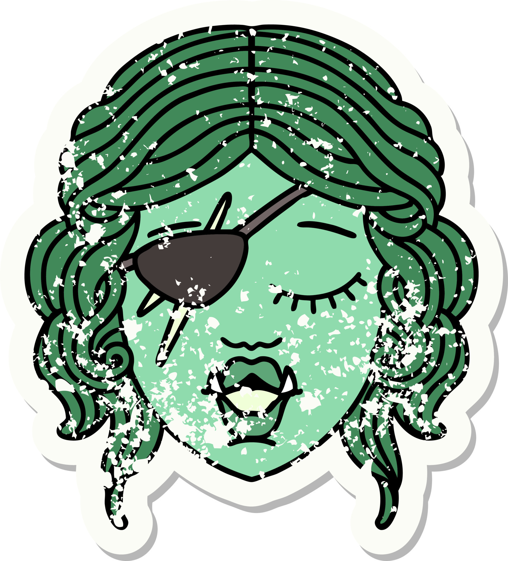 Orc Rogue Character Face Grunge Sticker 12103459 Vector Art At Vecteezy