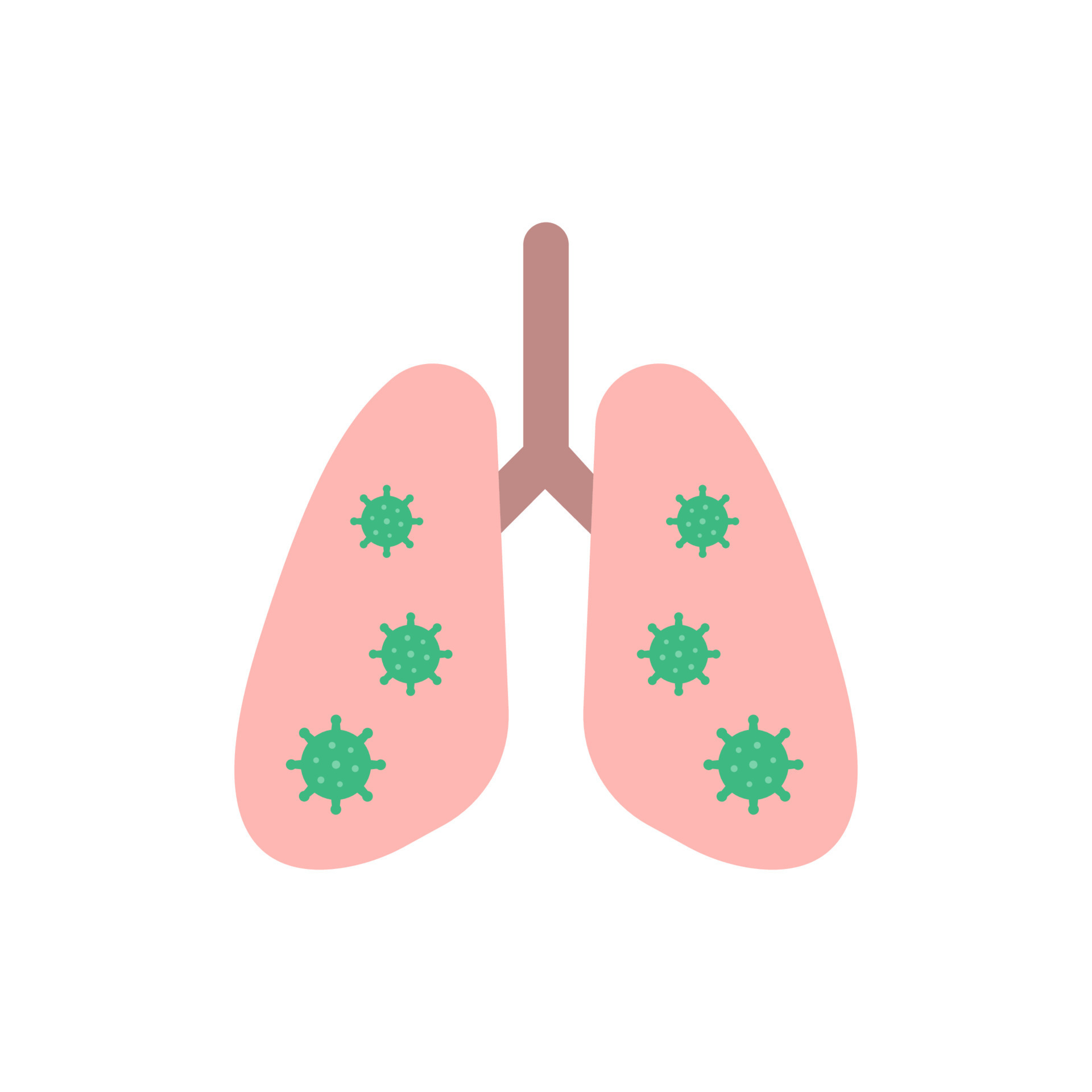 Lungs Infected By Virus Flat Design Element Icon Vector And