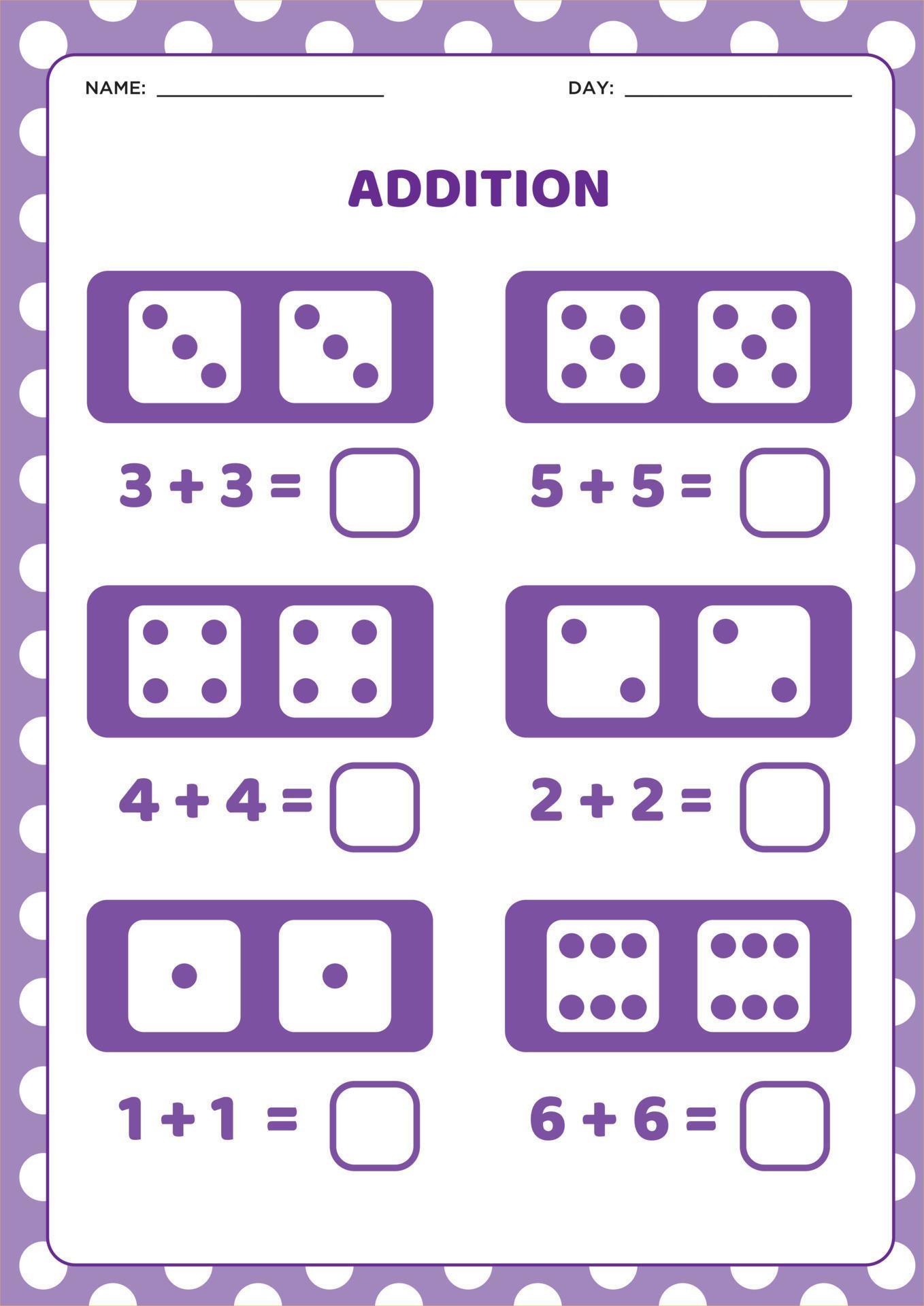 Addition with dice. 12106131 Vector Art at Vecteezy