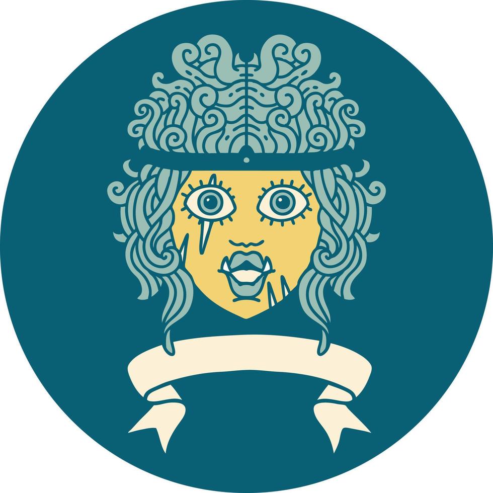 Orc Barbarian Character Face With Banner Illustration 12123787 Vector Art At Vecteezy