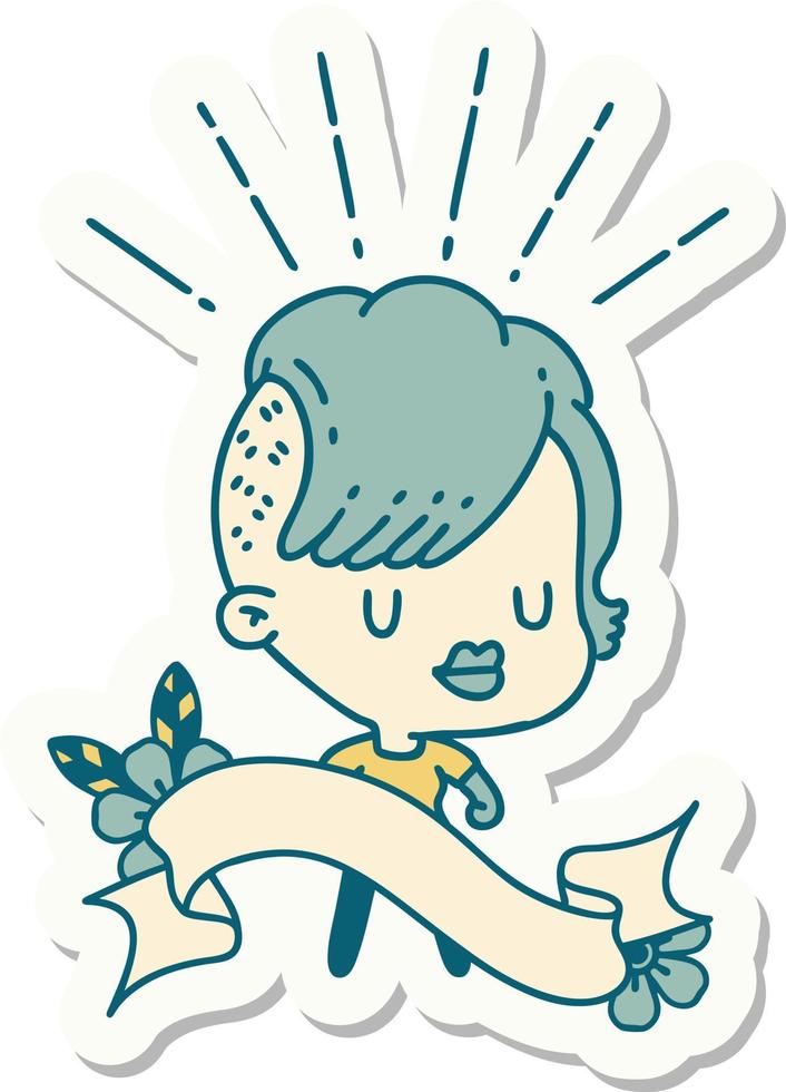 Sticker Of Tattoo Style Hipster Girl 12124379 Vector Art At Vecteezy