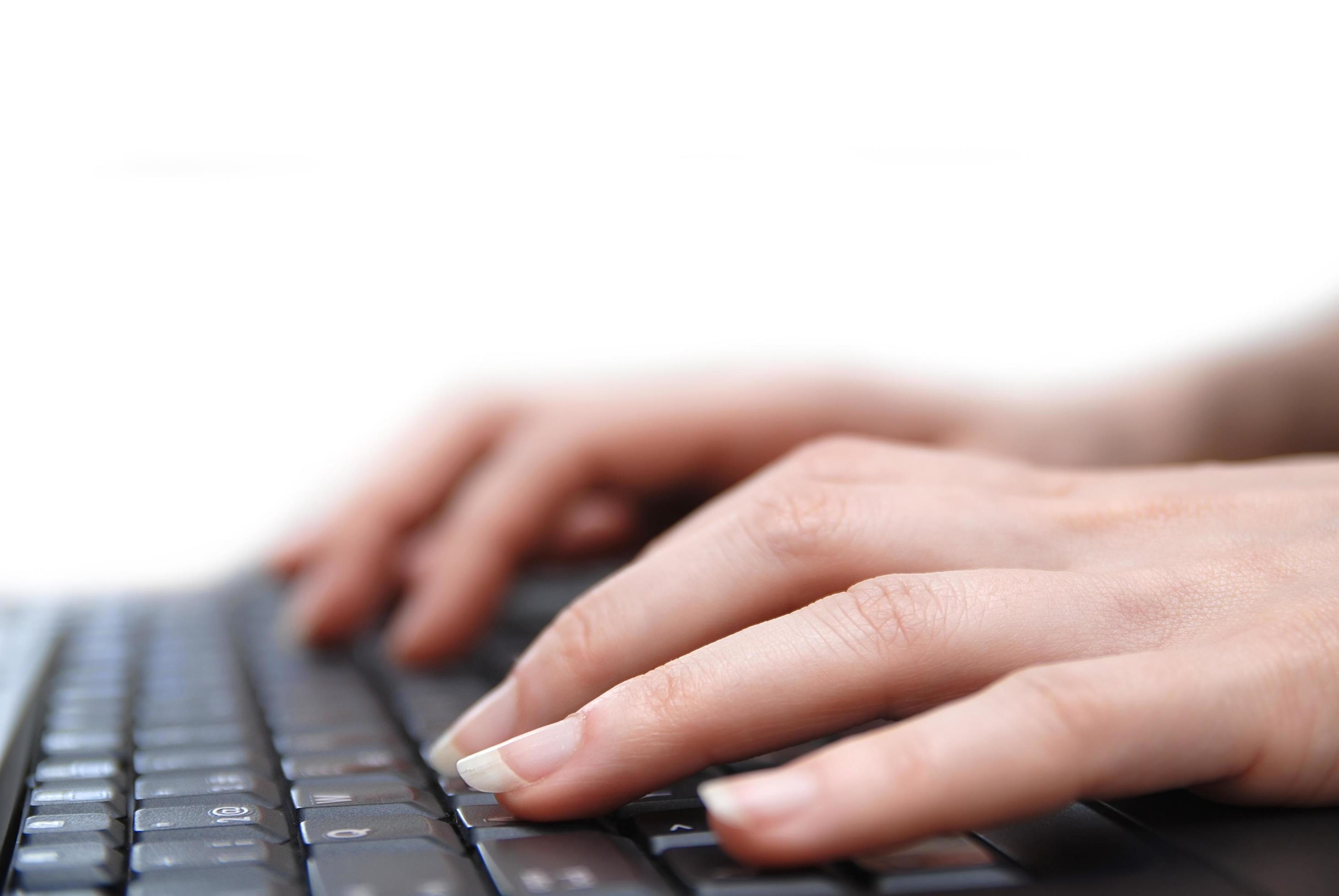 Isolated female hand typing on laptop keyboard 12124788 Stock Photo at ...