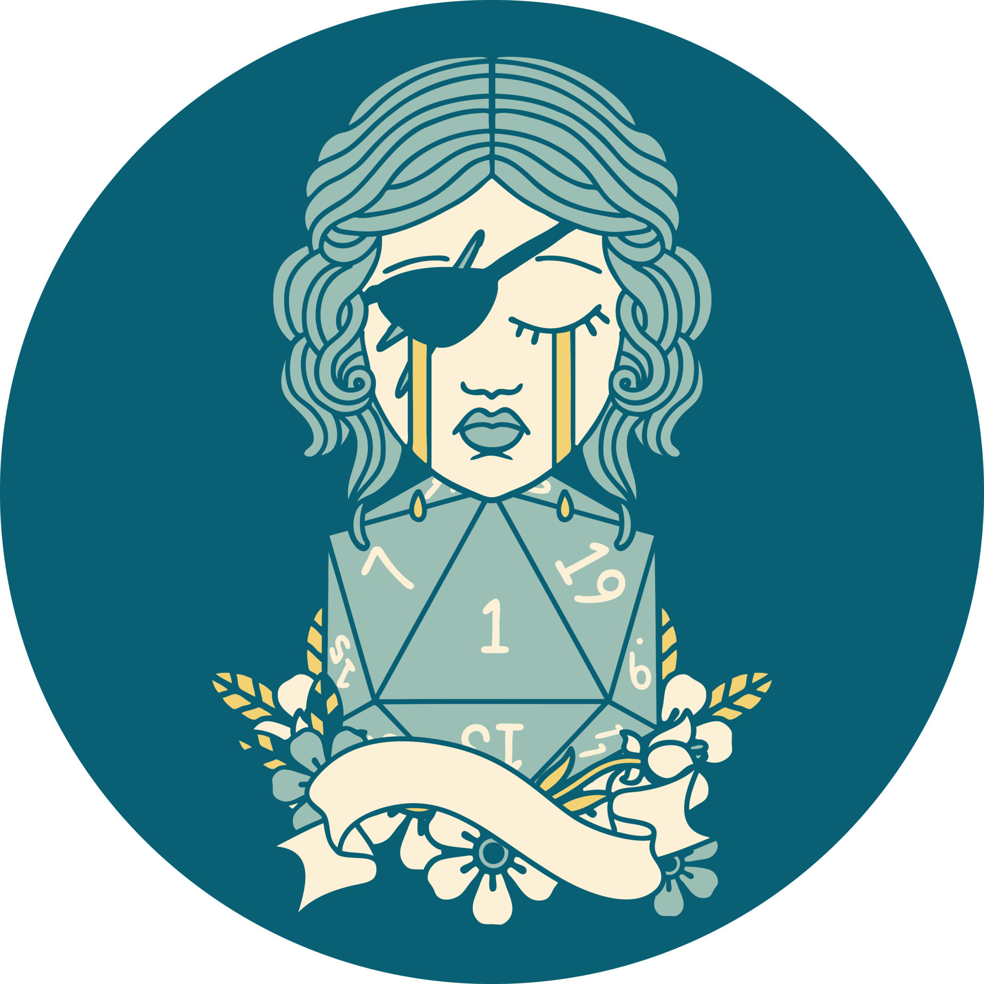Crying Human Rogue With Natural One D20 Roll Illustration 12125625