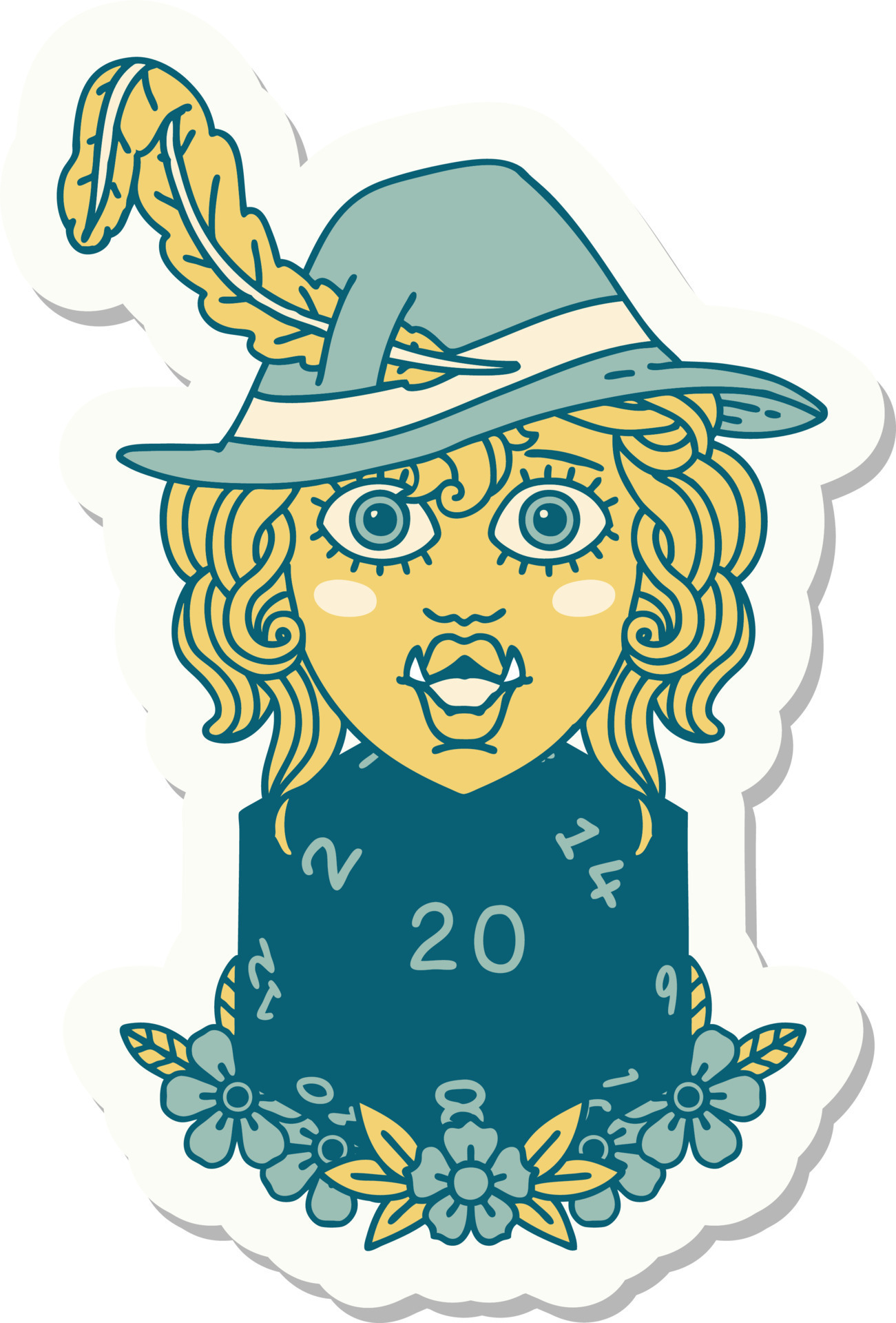 Half Orc Bard With Natural Twenty Dice Roll Sticker 12126983 Vector Art At Vecteezy