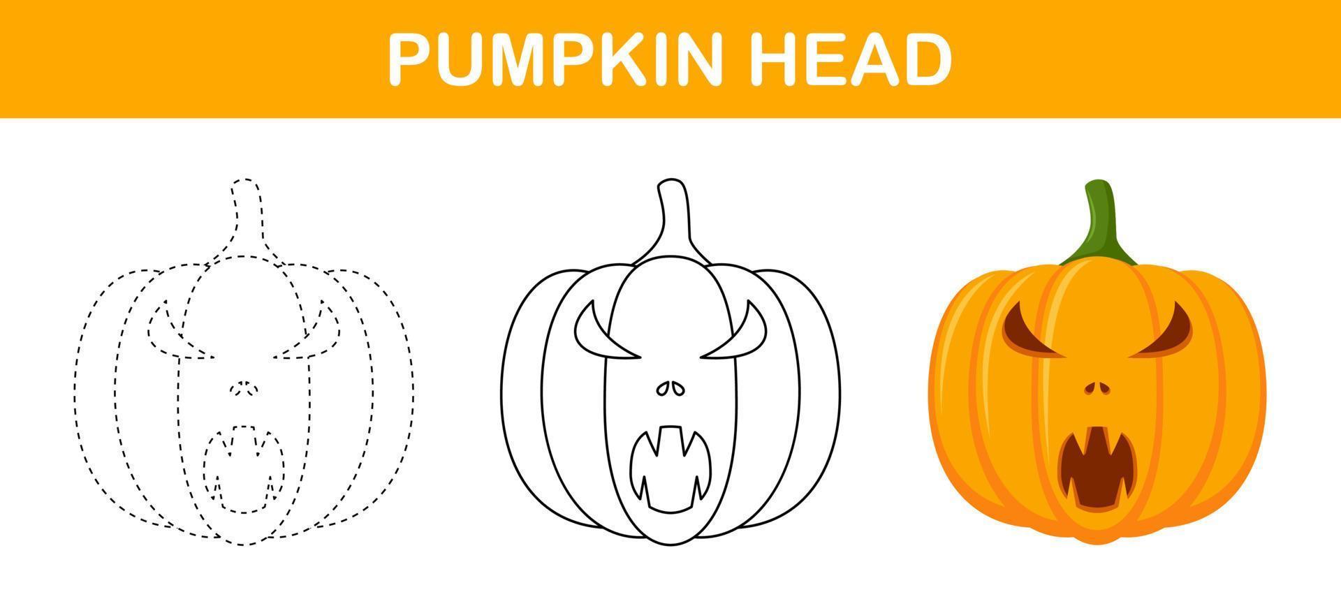 Pumpkin Halloween tracing and coloring worksheet for kids 12139262 ...