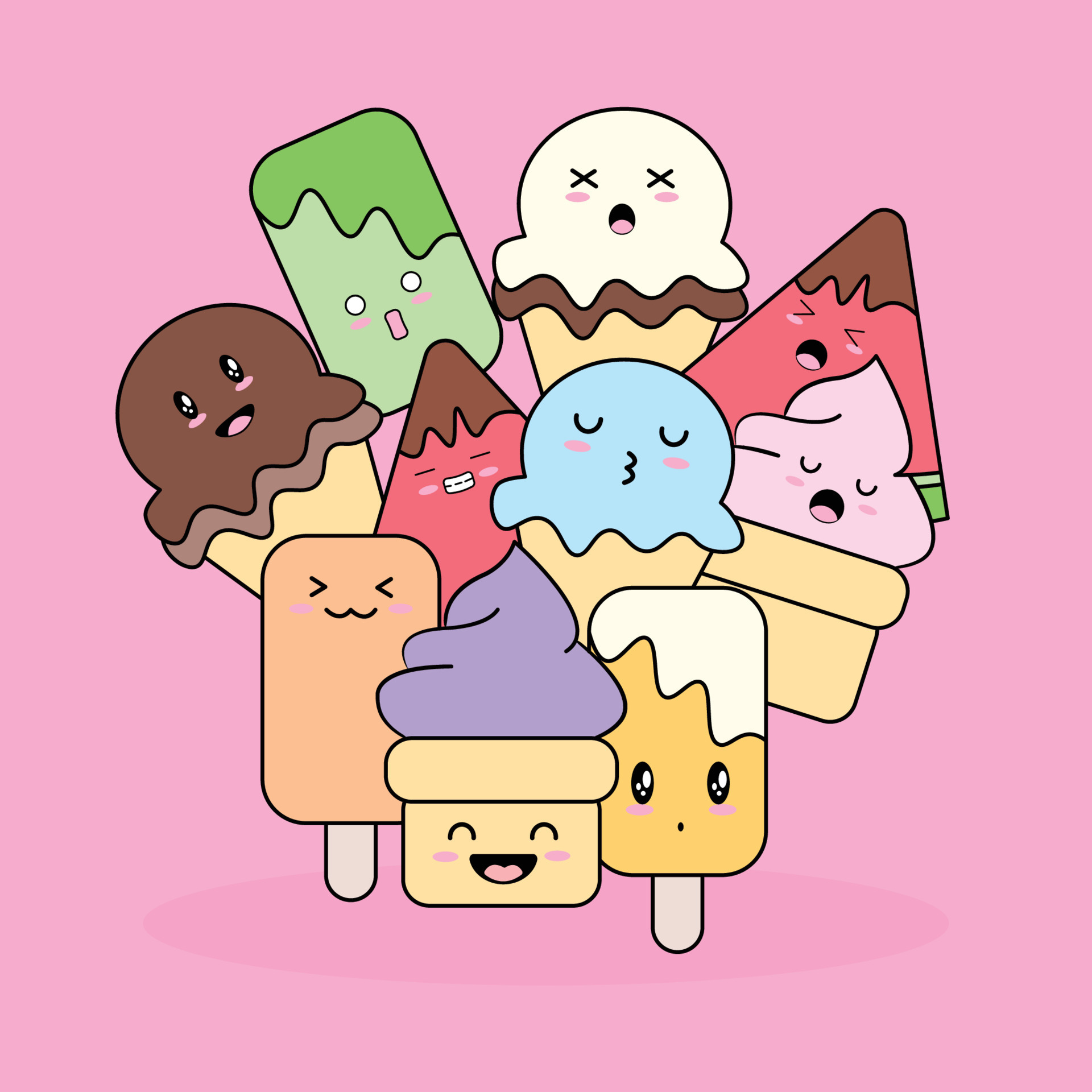 Set Of Ice Cream With Doodle Style 12142051 Vector Art At Vecteezy