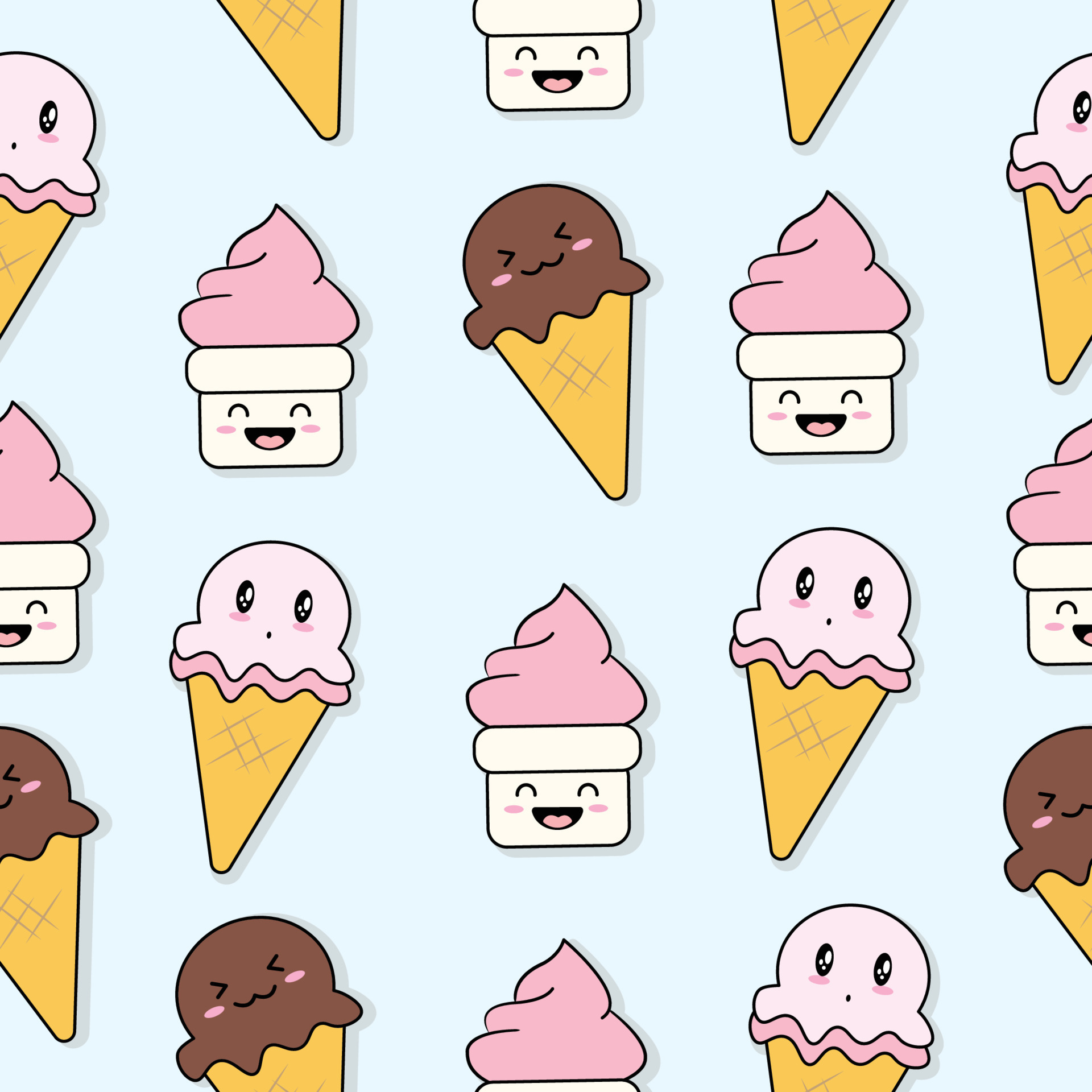 Cute Ice Cream Seamless Pattern 12142057 Vector Art At Vecteezy