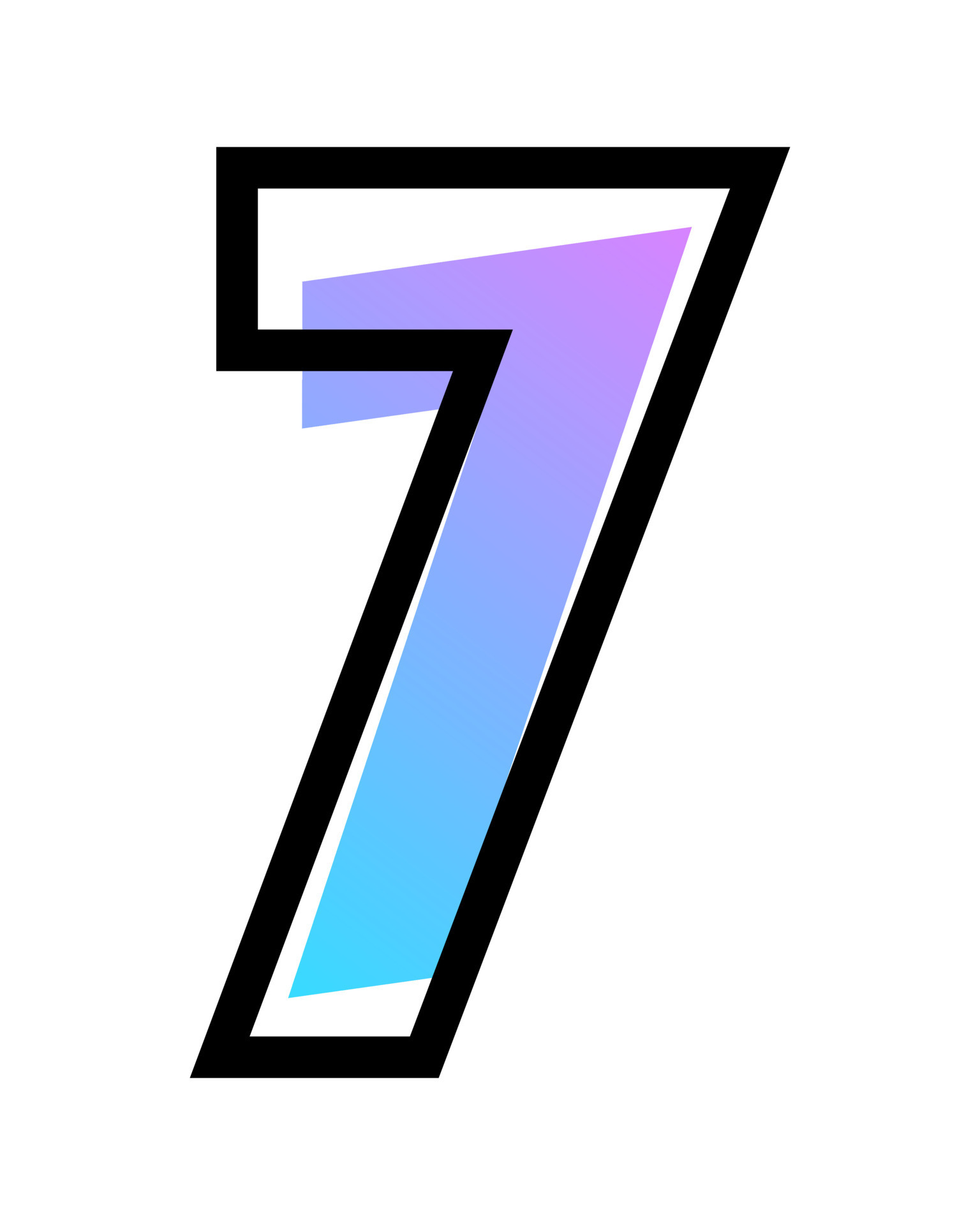 Vector number 7 with blue-purple gradient color and black outline 12142779 Vector Art at Vecteezy