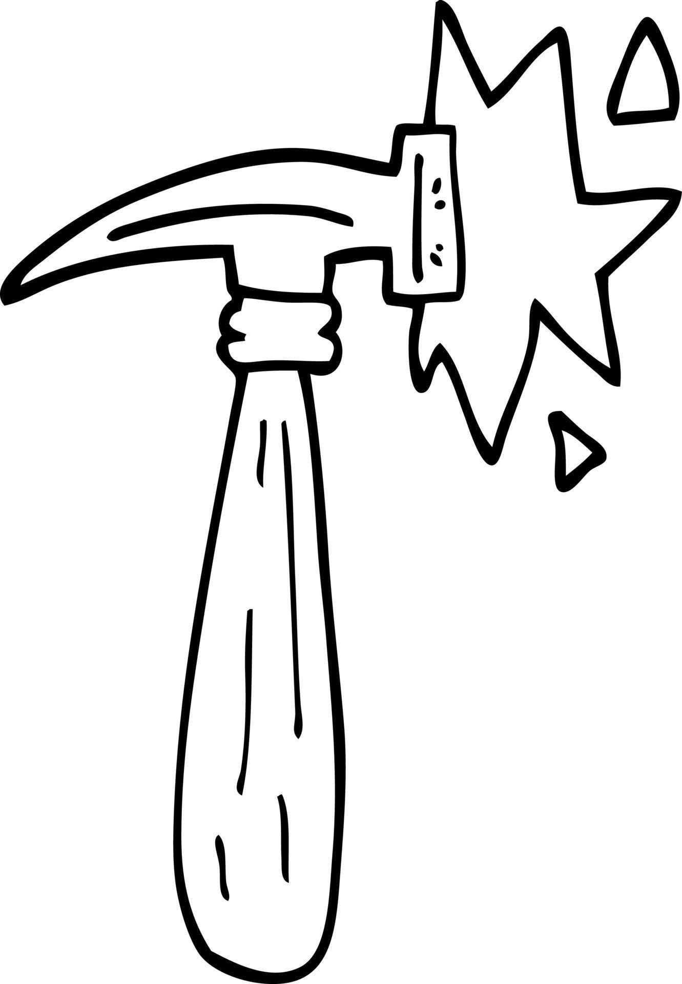 Line Drawing Cartoon Hammer Banging 12150503 Vector Art At Vecteezy