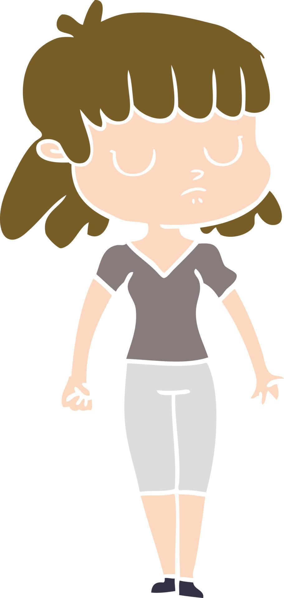 flat color style cartoon indifferent woman 12152722 Vector Art at Vecteezy