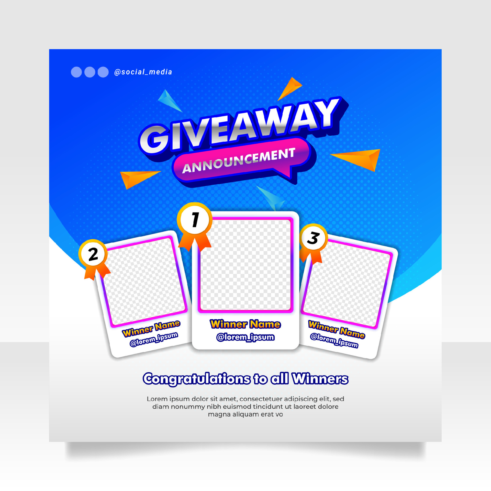 Giveaway winner announcement social media post banner template 12155726 ... Giveaway winner announcement social media post banner template 12155726 ...