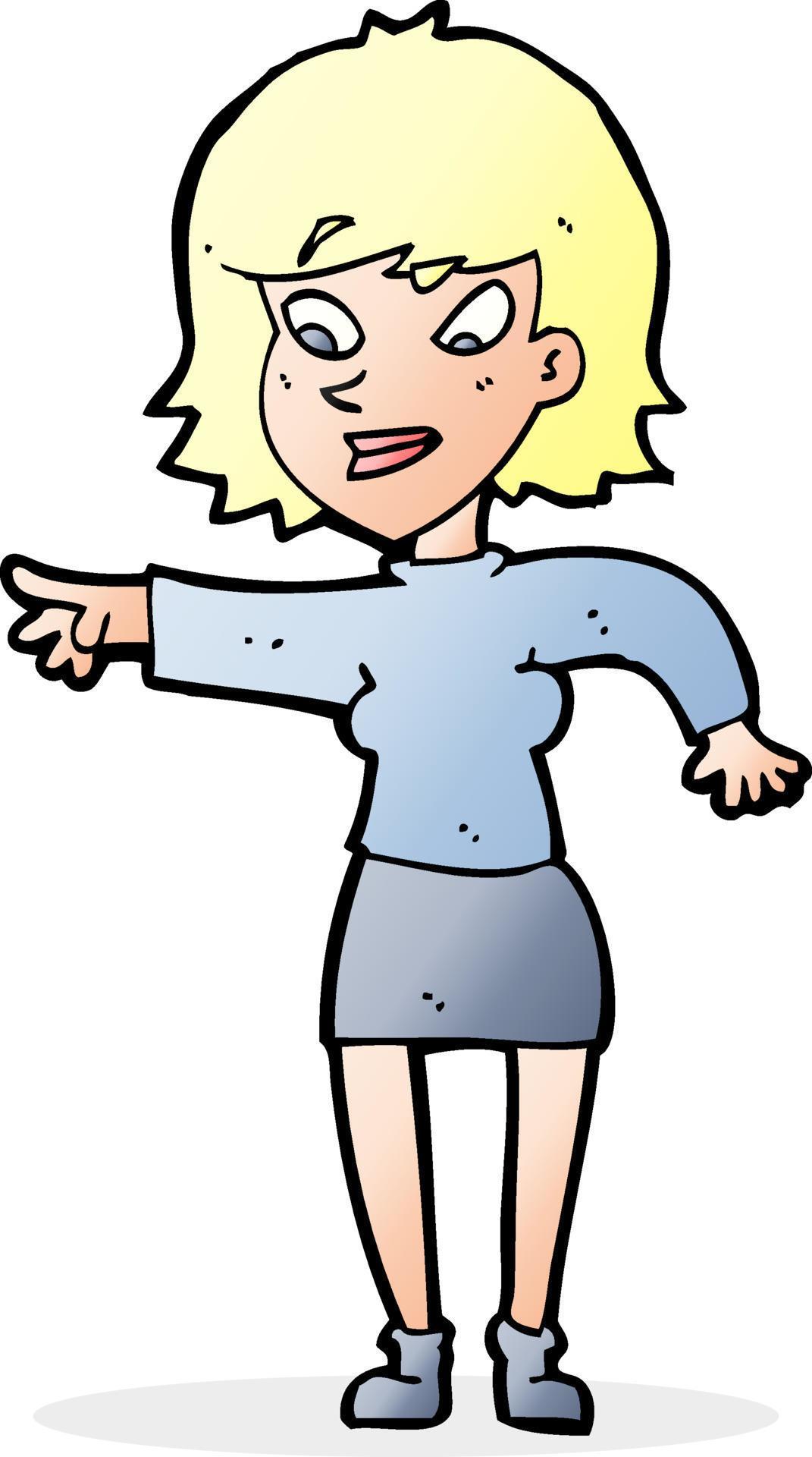 cartoon woman pointing 12156982 Vector Art at Vecteezy