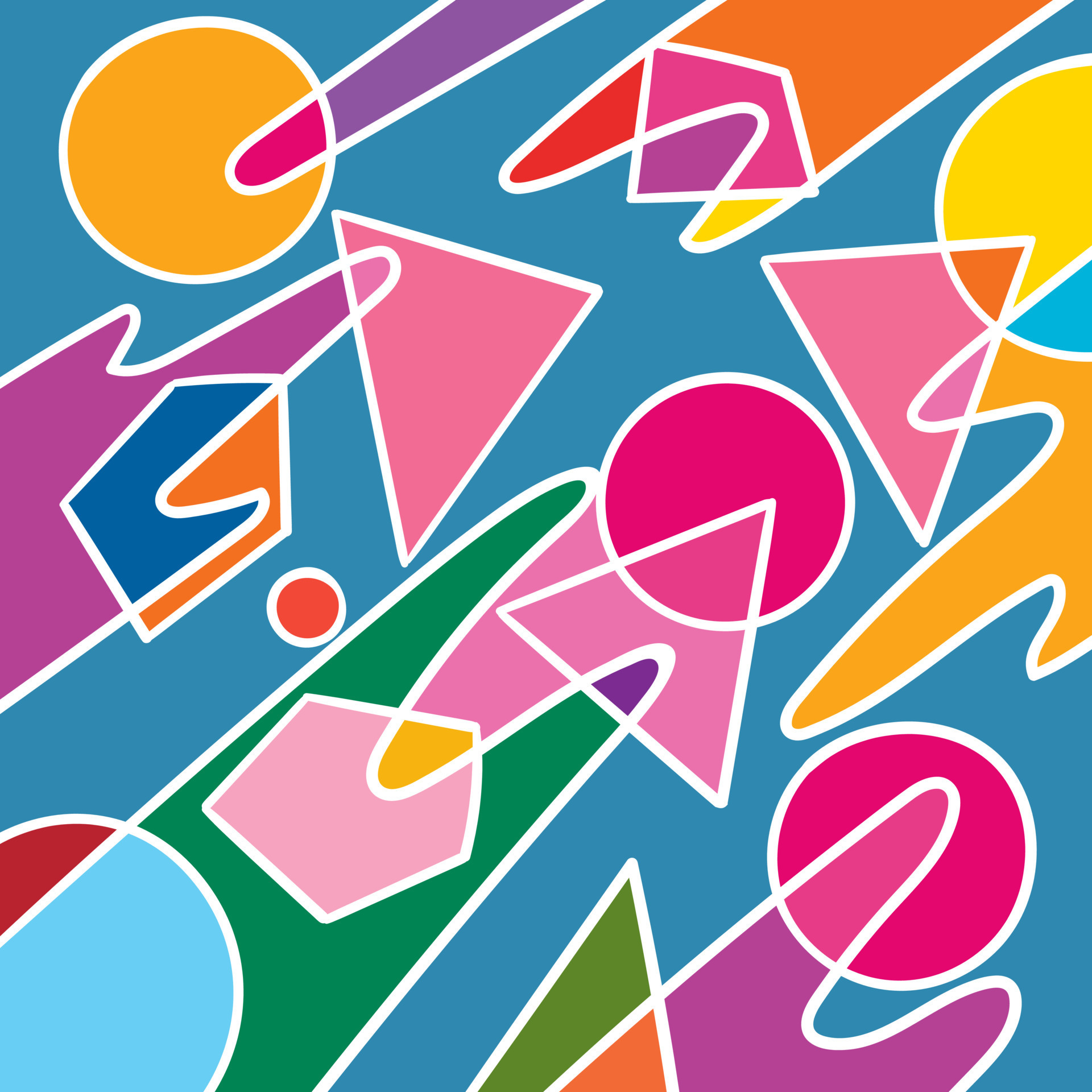 Hand drawn triangle and circles art, retro, doodles, abstract, simple ...