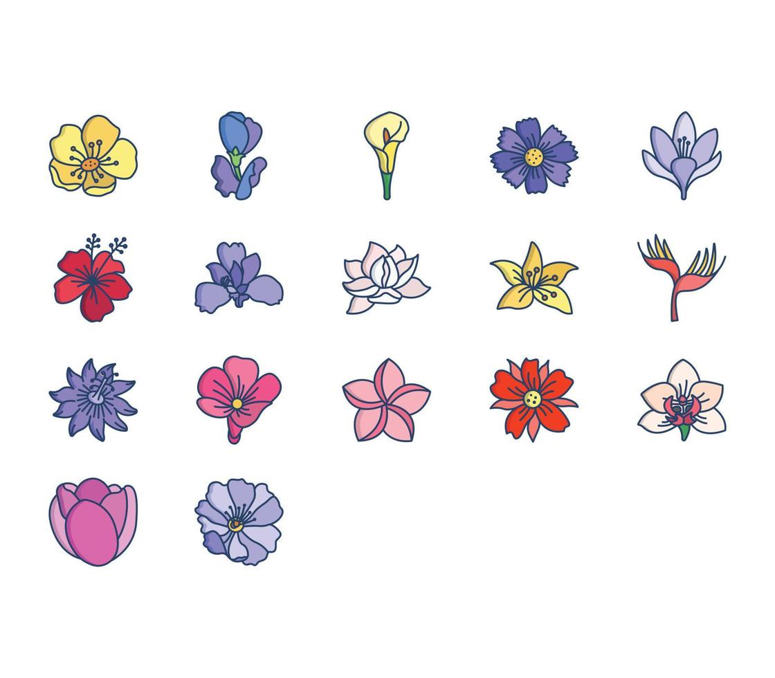 Spring flowers collection icon set 12166821 Vector Art at Vecteezy