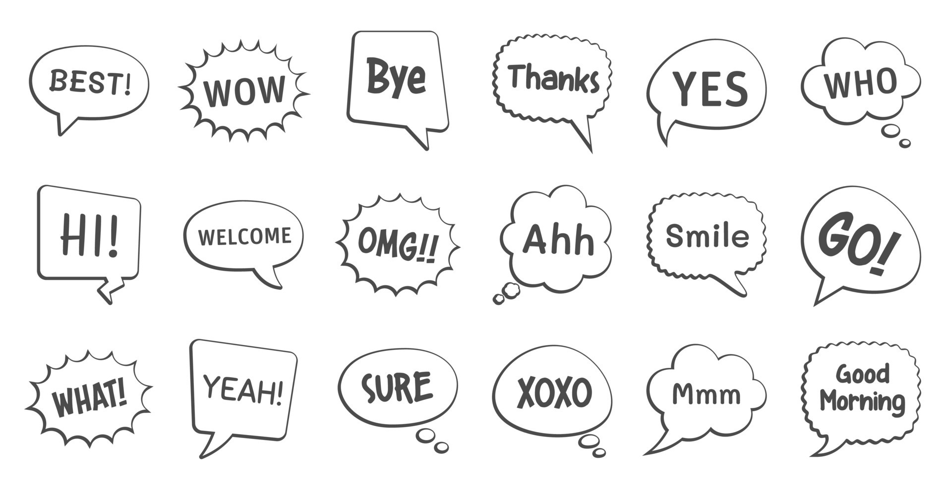 Set of speech bubbles 12166958 Vector Art at Vecteezy