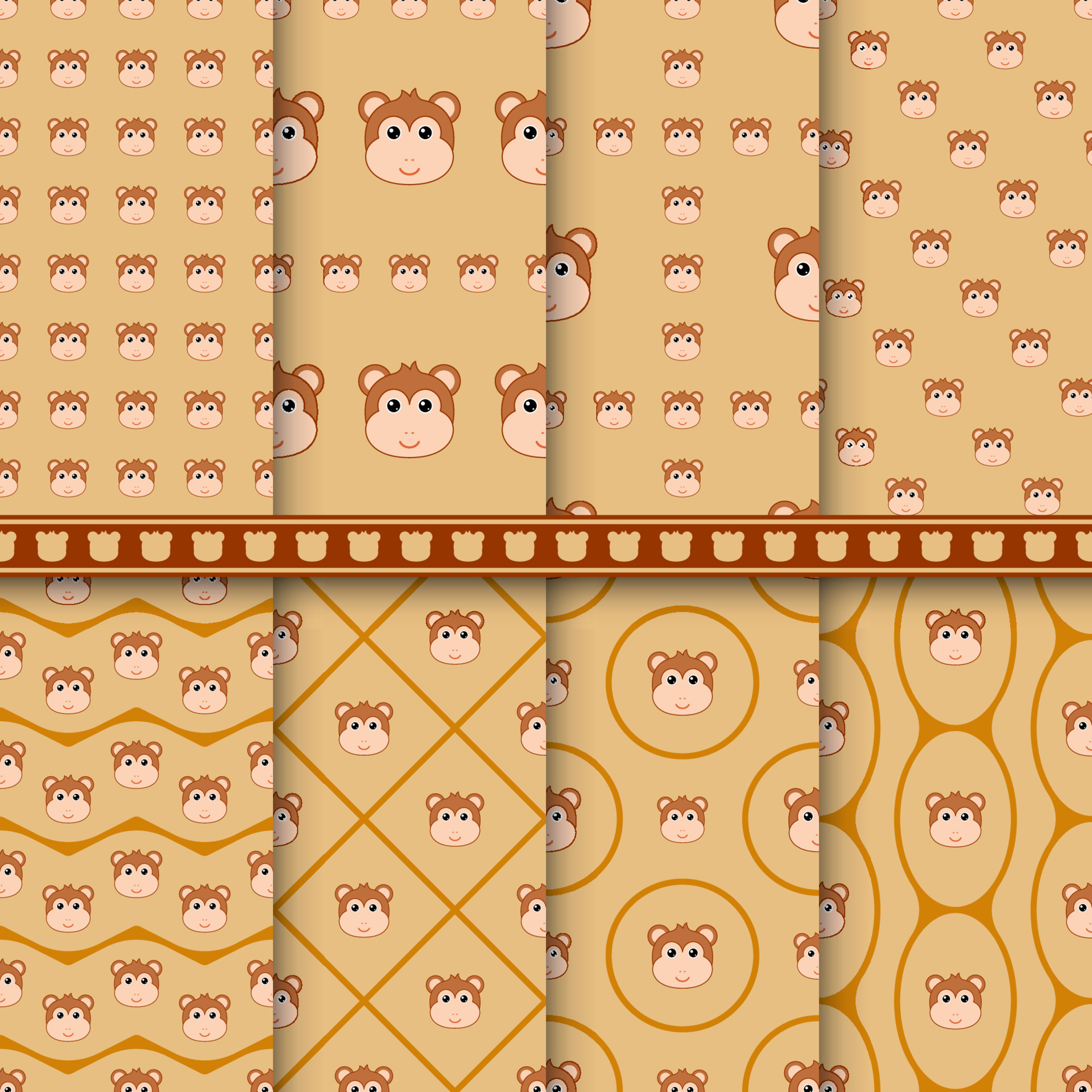 Set of Monkey seamless pattern 12167031 Vector Art at Vecteezy Set of Monkey seamless pattern 12167031 Vector Art at Vecteezy