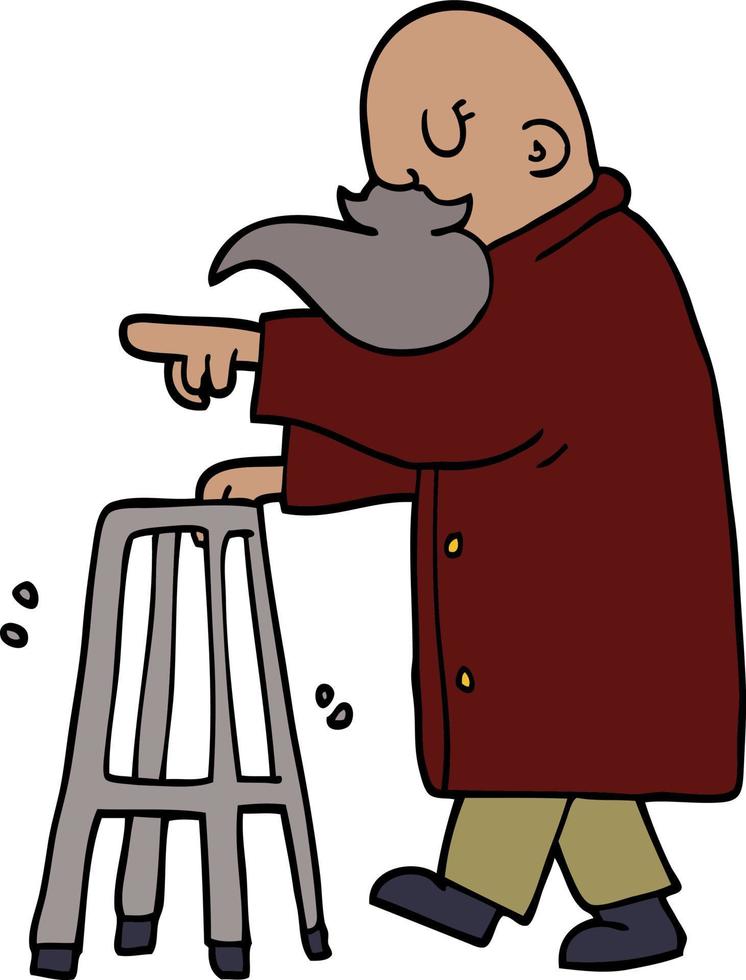 Cartoon Doodle Old Man Pointing 12171179 Vector Art At Vecteezy