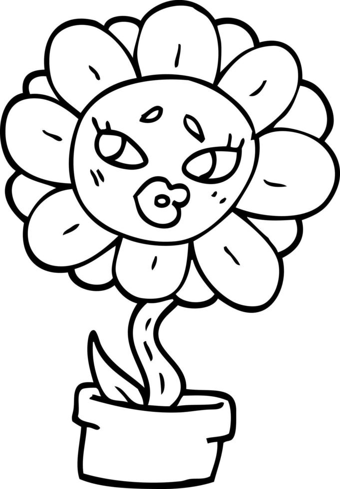 Line Drawing Cartoon Flower Pot 12172895 Vector Art At Vecteezy