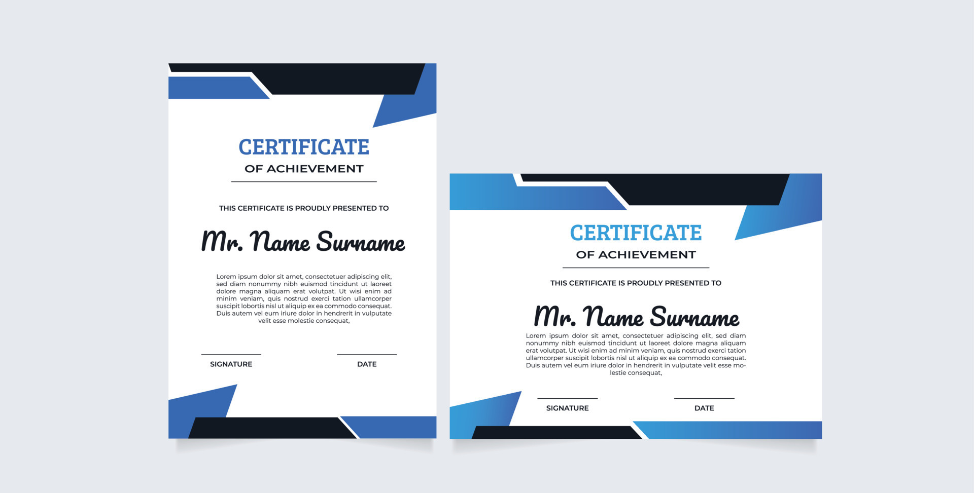 certificate template. Modern certificate portrait and landscape design ... certificate template. Modern certificate portrait and landscape design ...