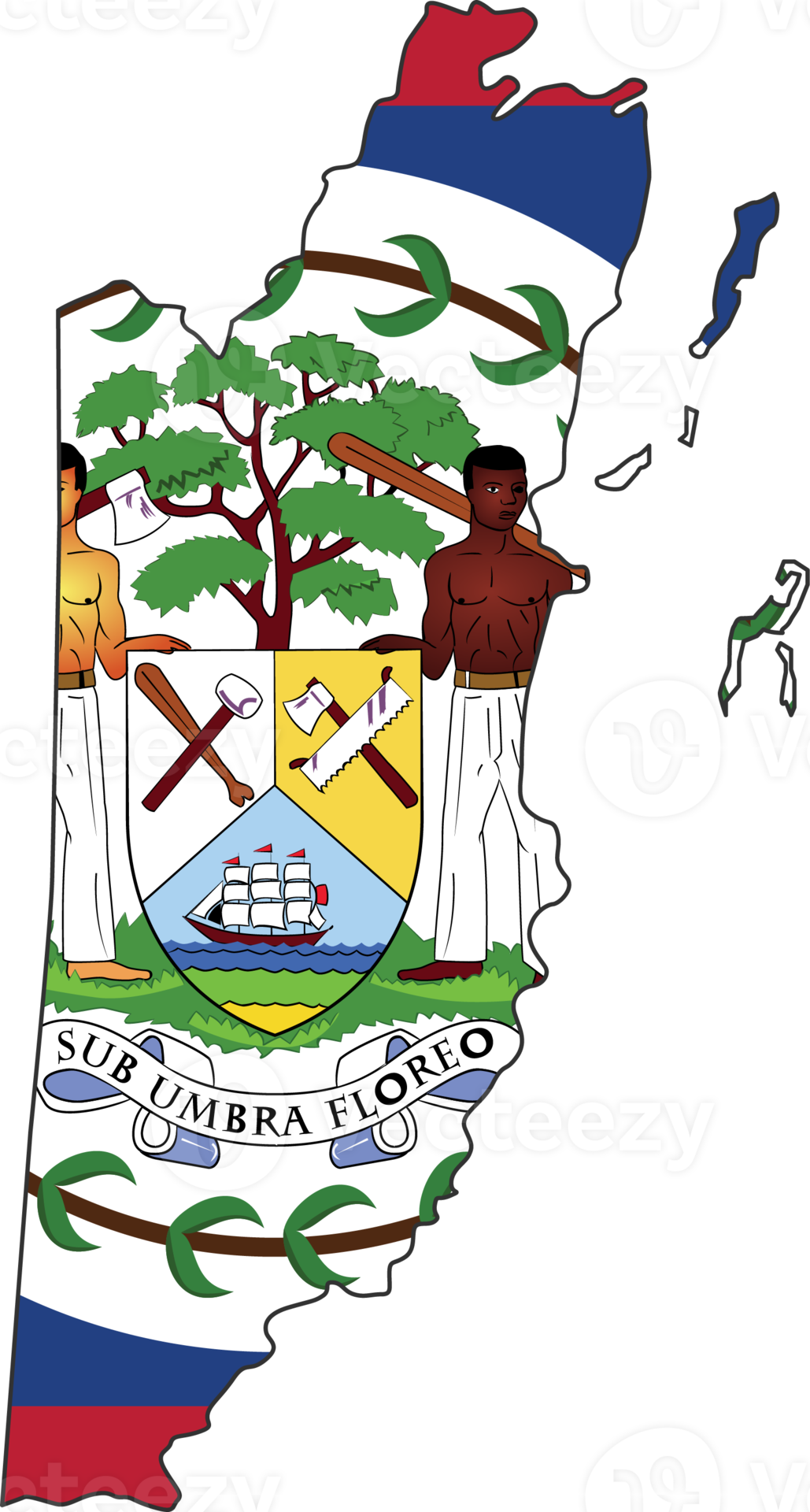 Belize Map City Color Of Country Flag 12177230 Png