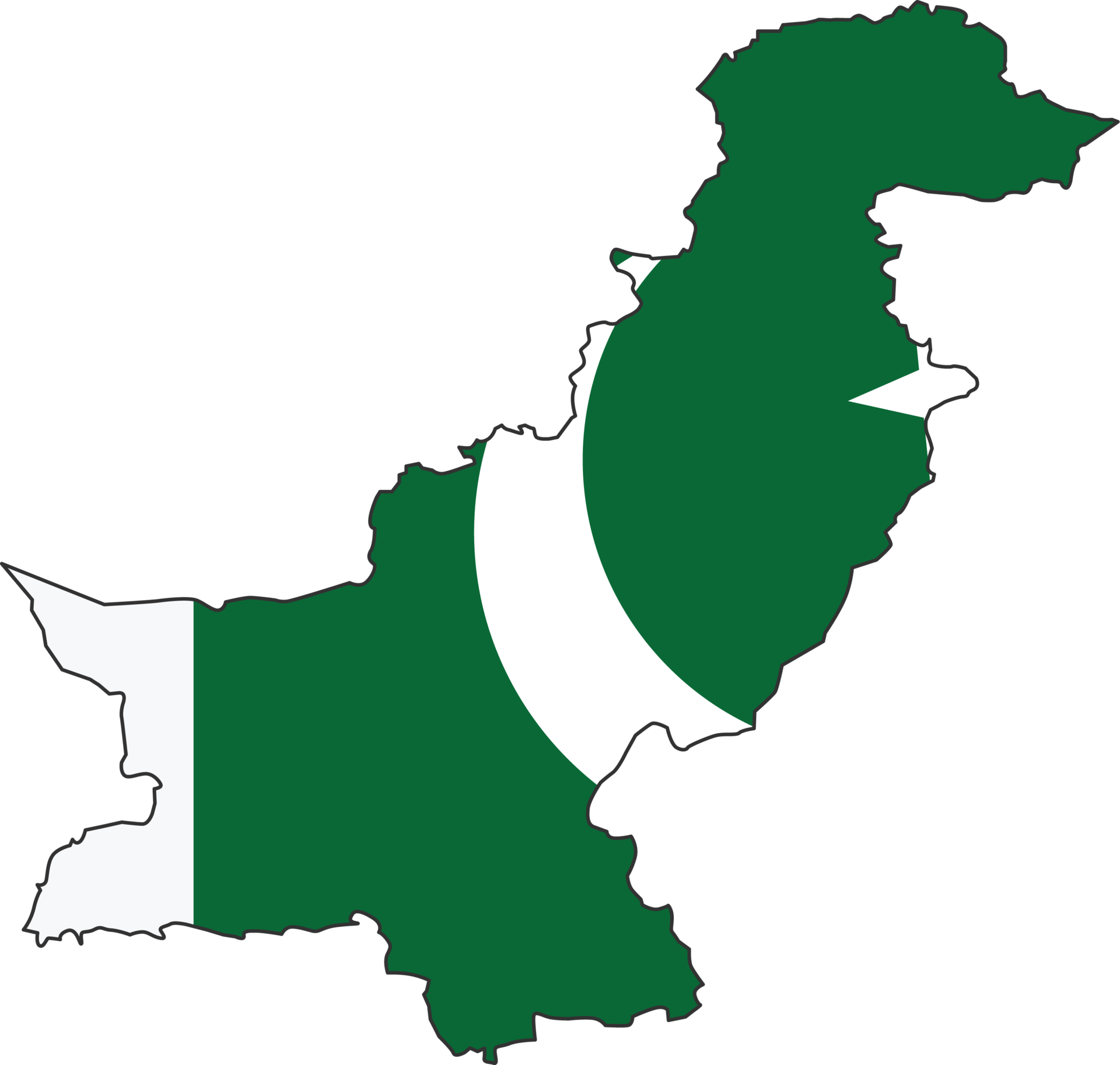 Pakistan Map City Color Of Country Flag 12177263 Png