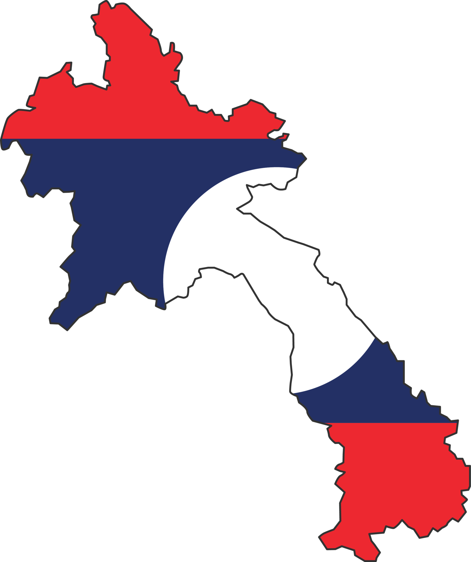 Laos Map City Color Of Country Flag 12177267 Png