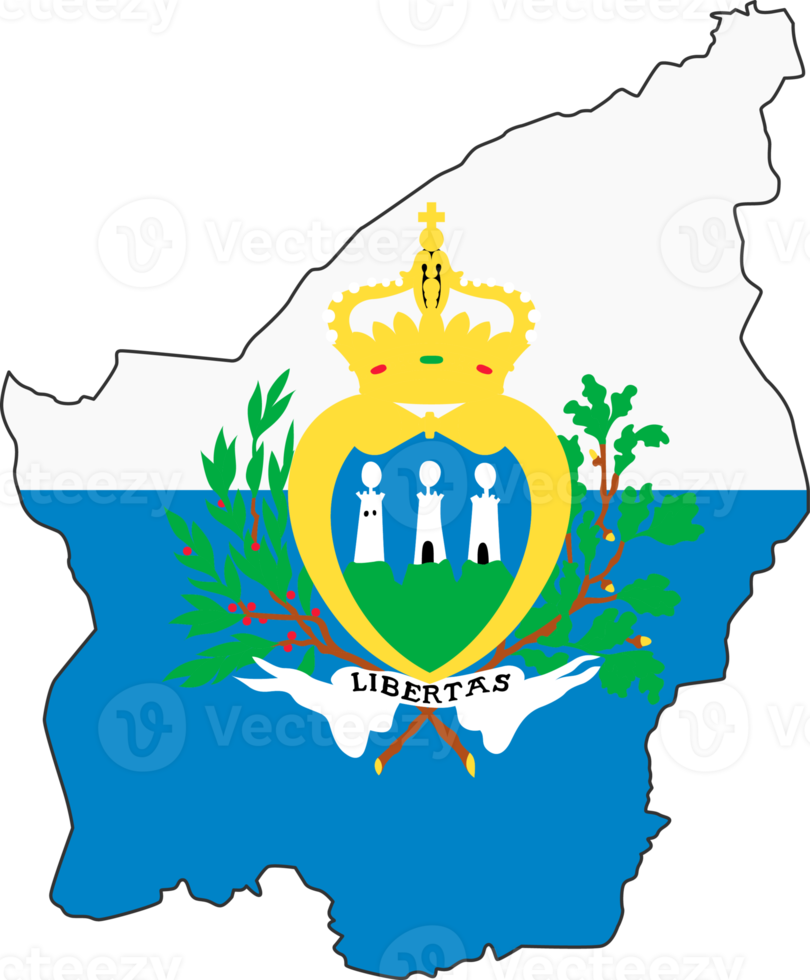 San Marino Map City Color Of Country Flag 12177292 Png