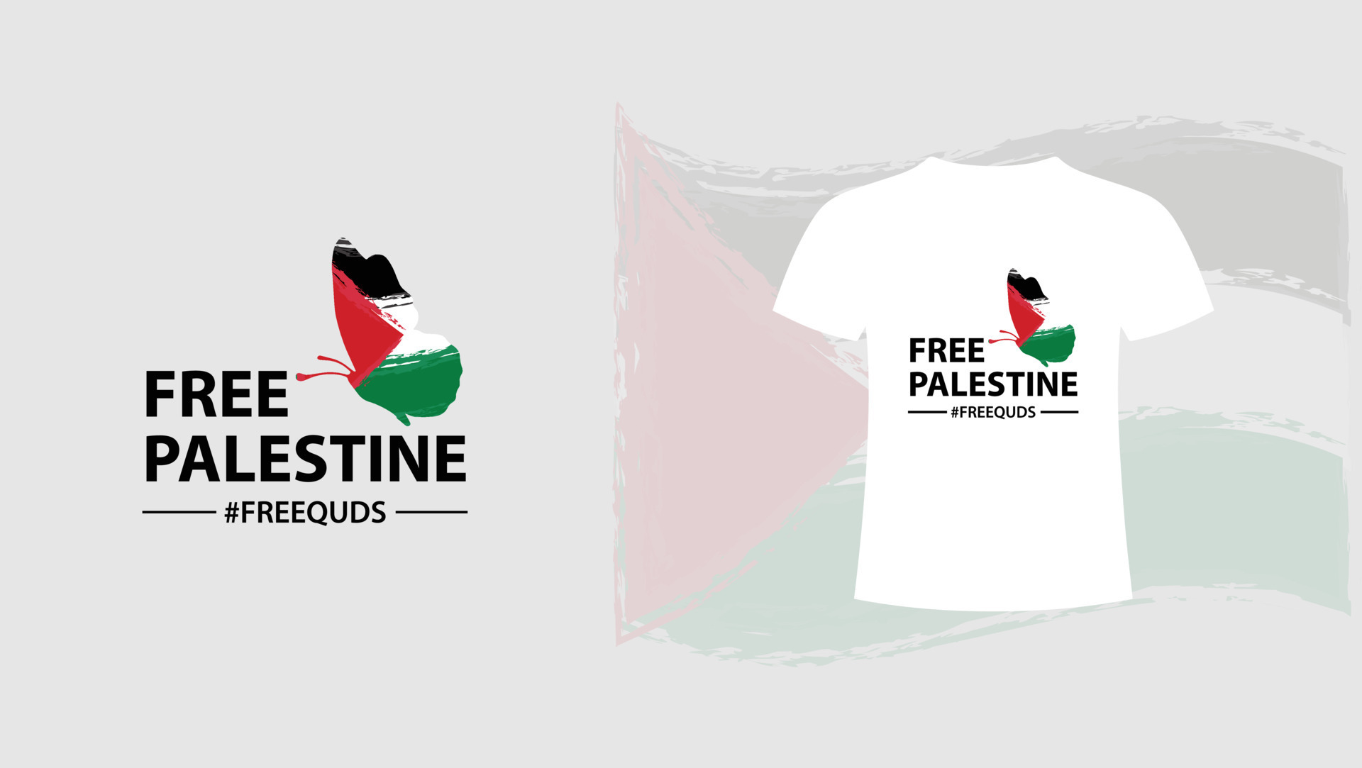 Free Palestine The Butterfly Flag Vector Illustration Background Pray