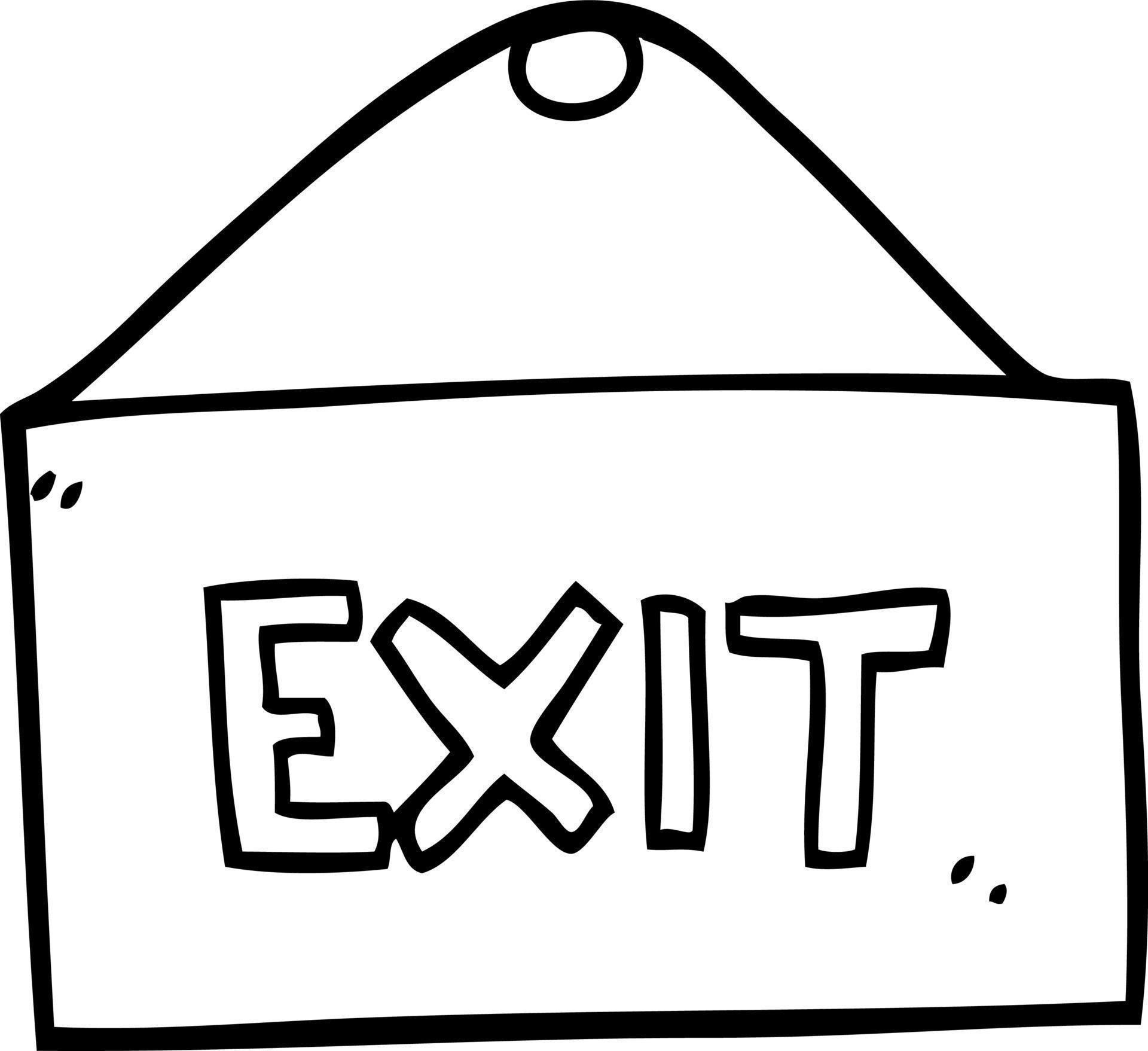 line drawing cartoon exit sign 12185513 Vector Art at Vecteezy