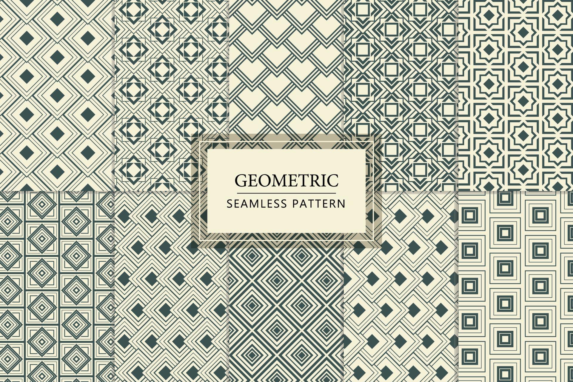 Collection of geometric ornamental seamless repeat pattern square tile ...