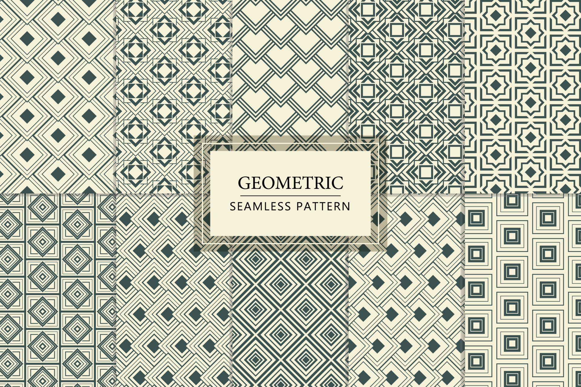 Collection Of Geometric Ornamental Seamless Repeat Pattern Square Tile