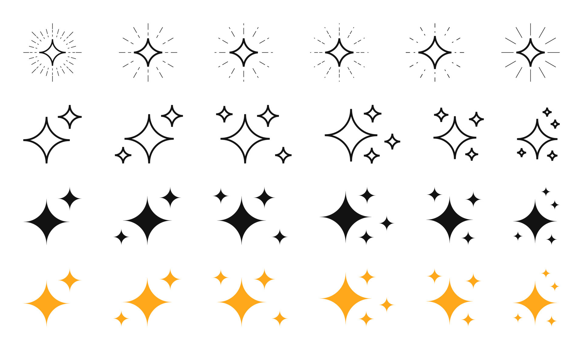 Star vector icons set. Shine symbol illustration. Star light sparkle collection 12186161 Vector ...