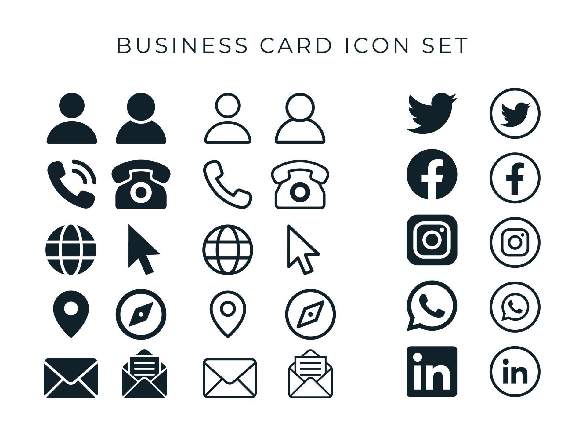 All possible icons can be used on business cards 12186622 Vector Art at ...
