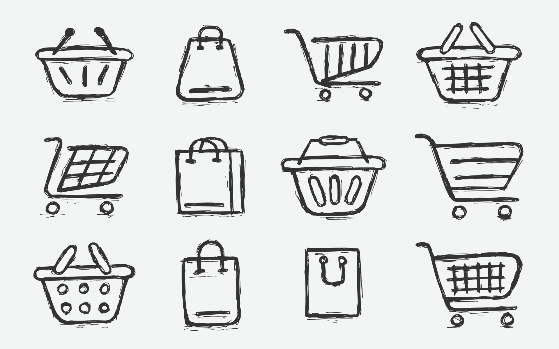 Shopping cart icon set. Collection of web icons for online stores, from ...