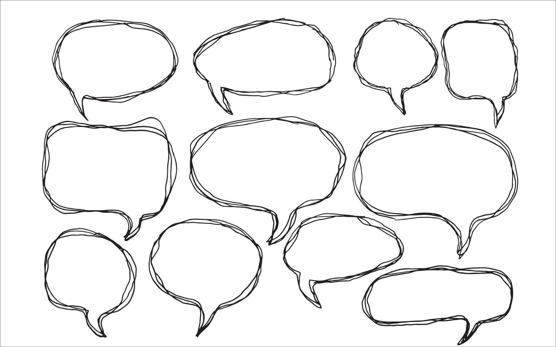 Sketchy Hand Drawn Thought And Speech Bubbles Empty Speech Bubble Hand